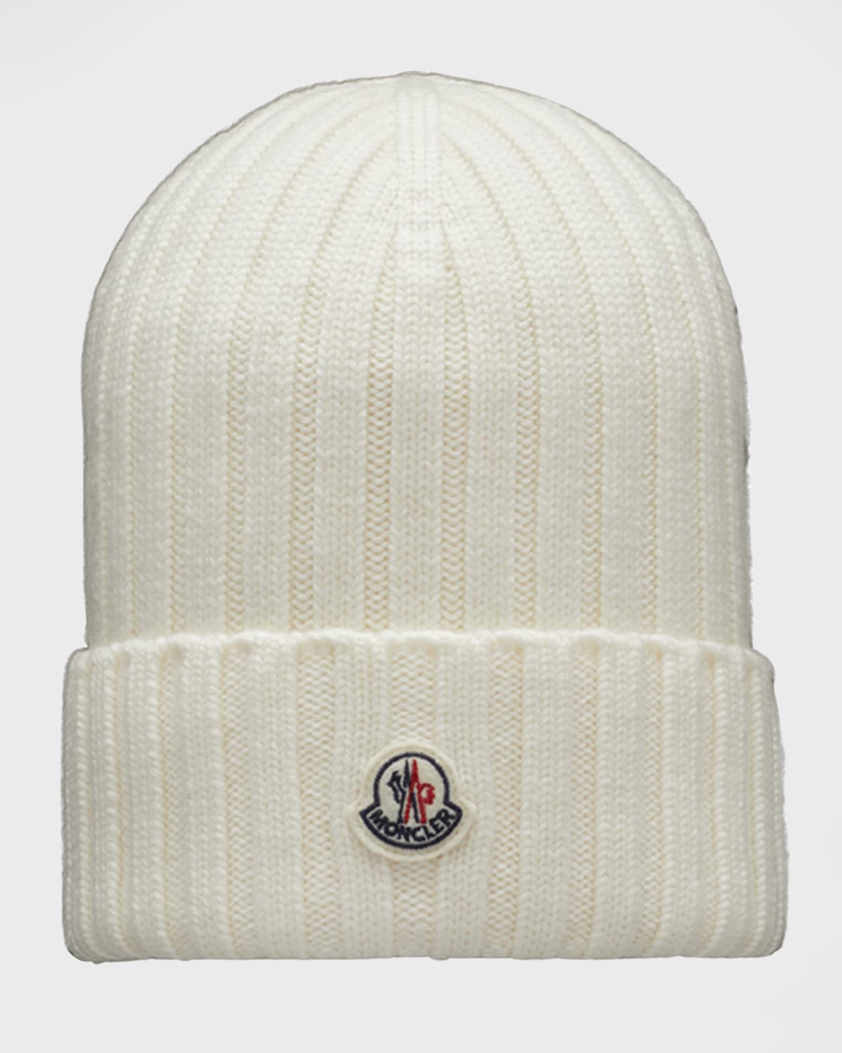 Moncler Ribbed Wool Beanie w/ Logo | Neiman Marcus
