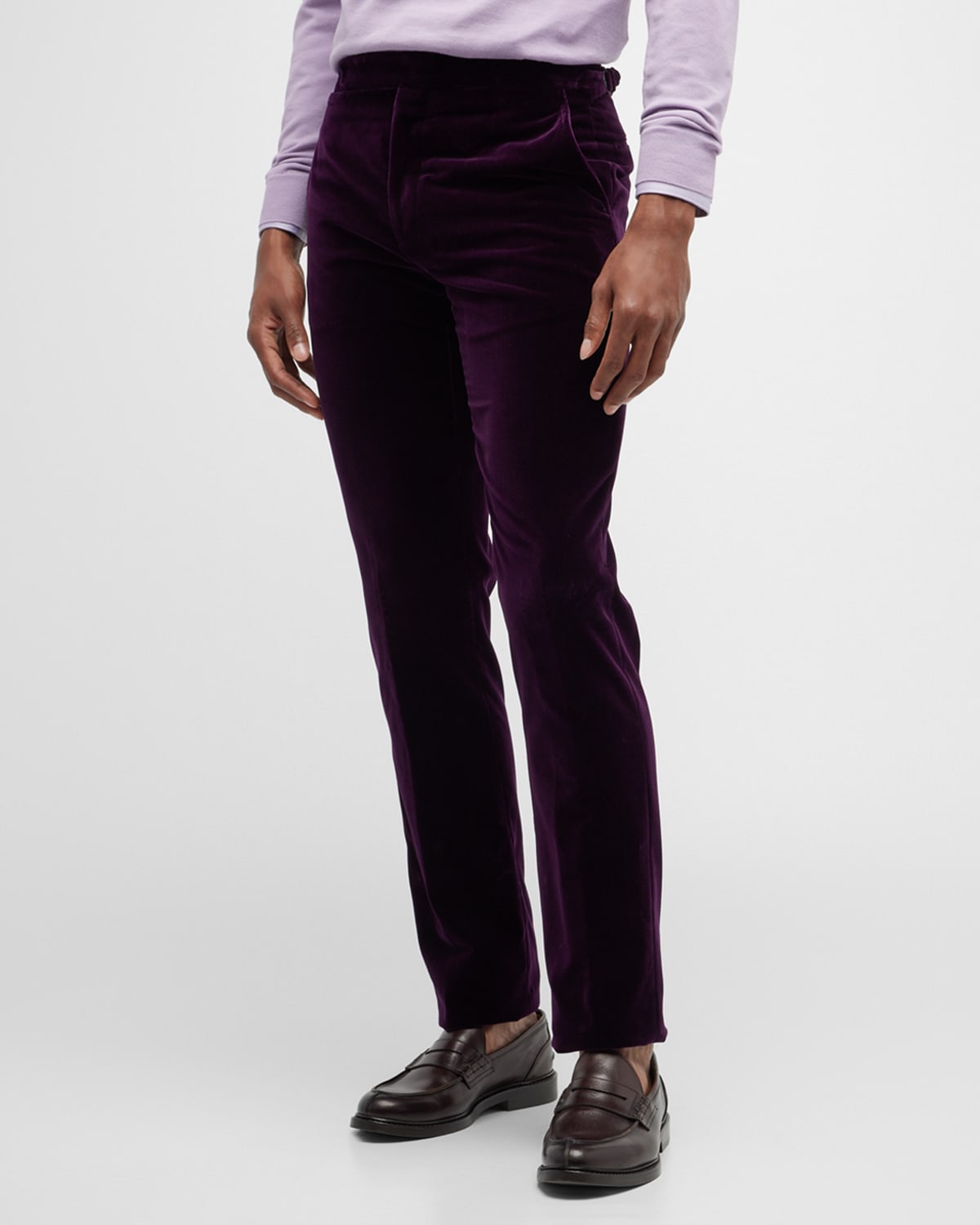 Ralph Lauren Purple Label Men's Velvet Side-Fastener Pants | Neiman Marcus