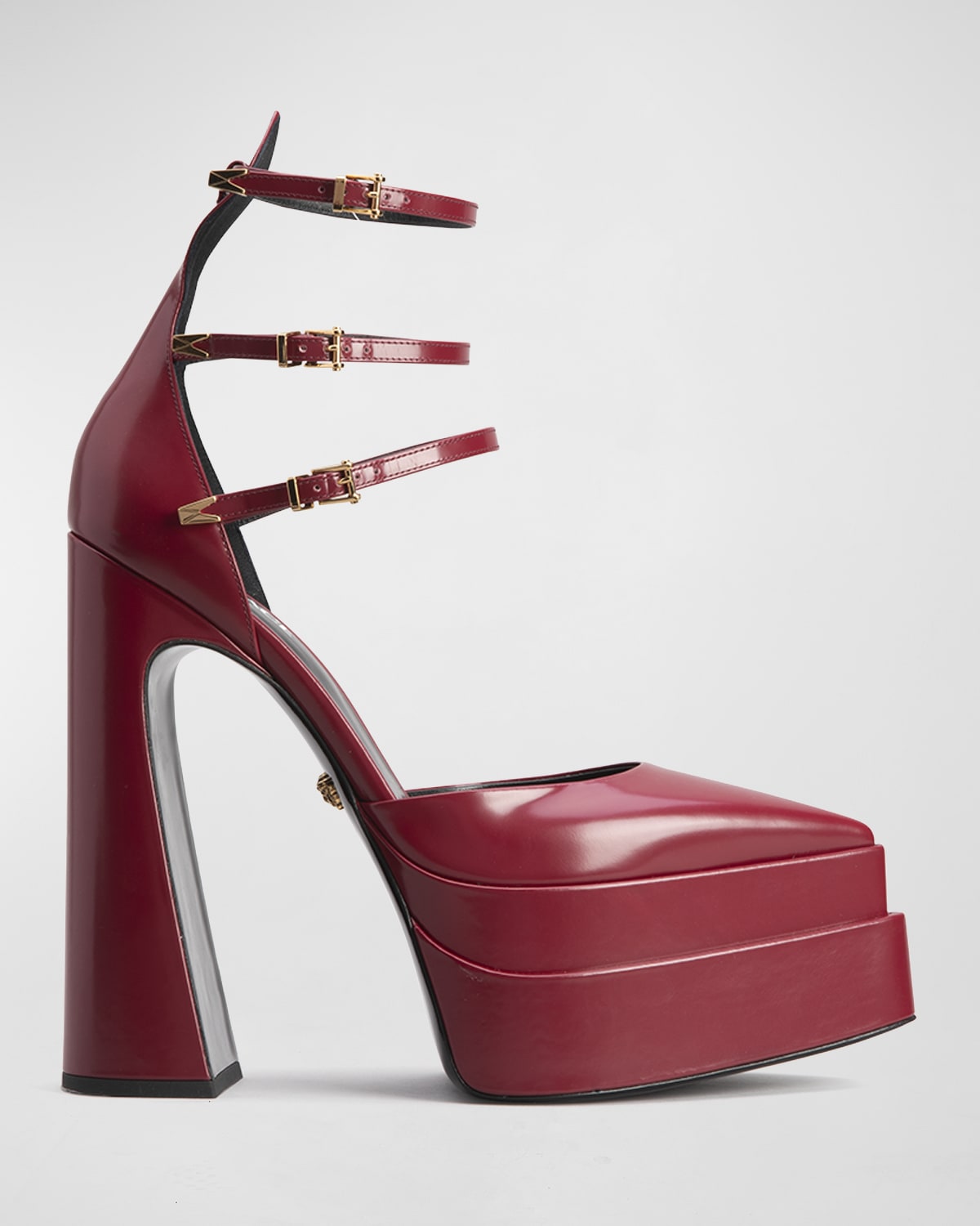 Versace 160MM La Medusa Platform Point Toe Mary Jane Satin | Neiman Marcus