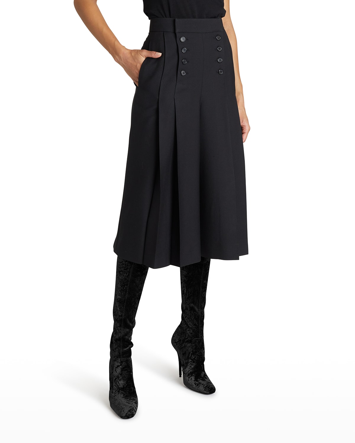 Chloe Pleated Wide-Leg Linen Suit Pants | Neiman Marcus