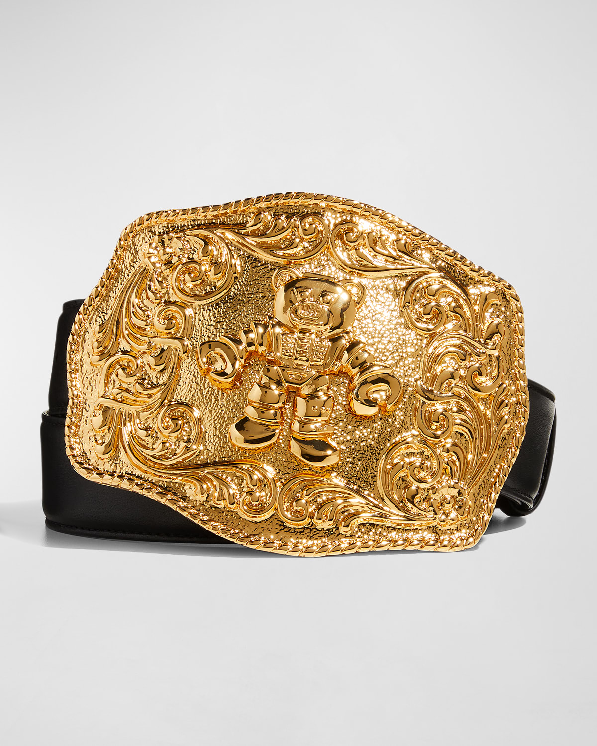 Moschino Men's Python Print Leather Logo Belt | Neiman Marcus