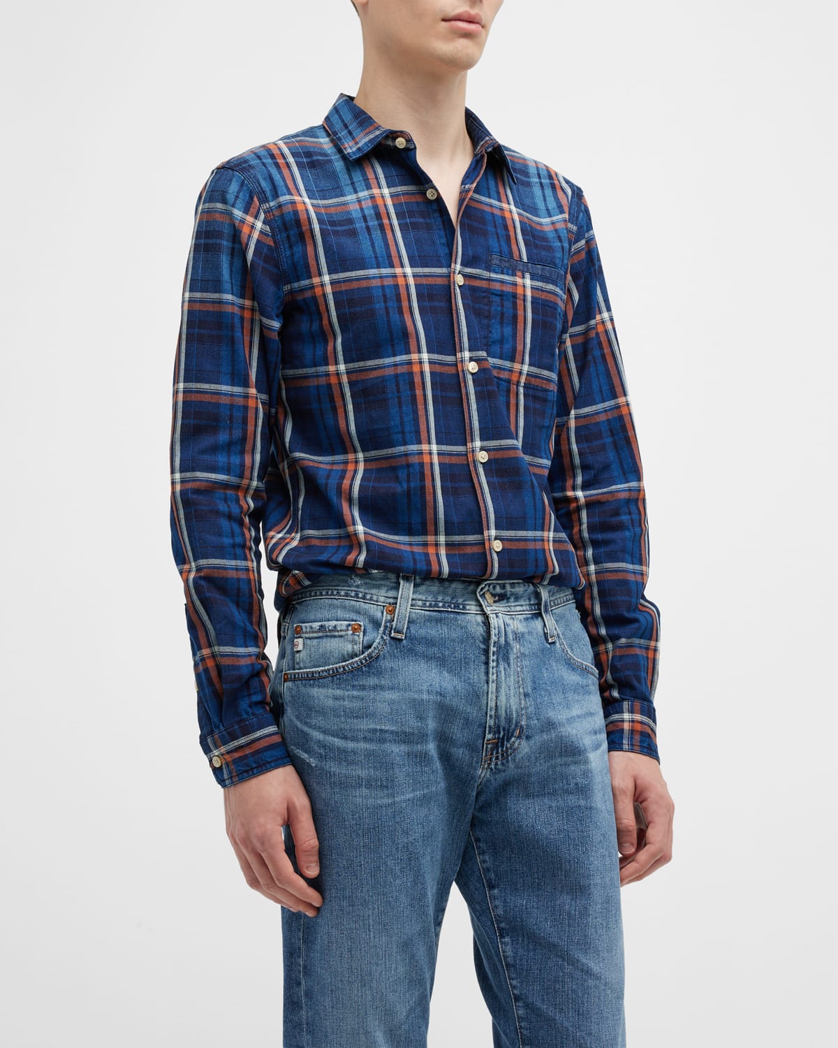 Scotch & Soda Men's Gradient Check Flannel Sport Shirt | Neiman Marcus