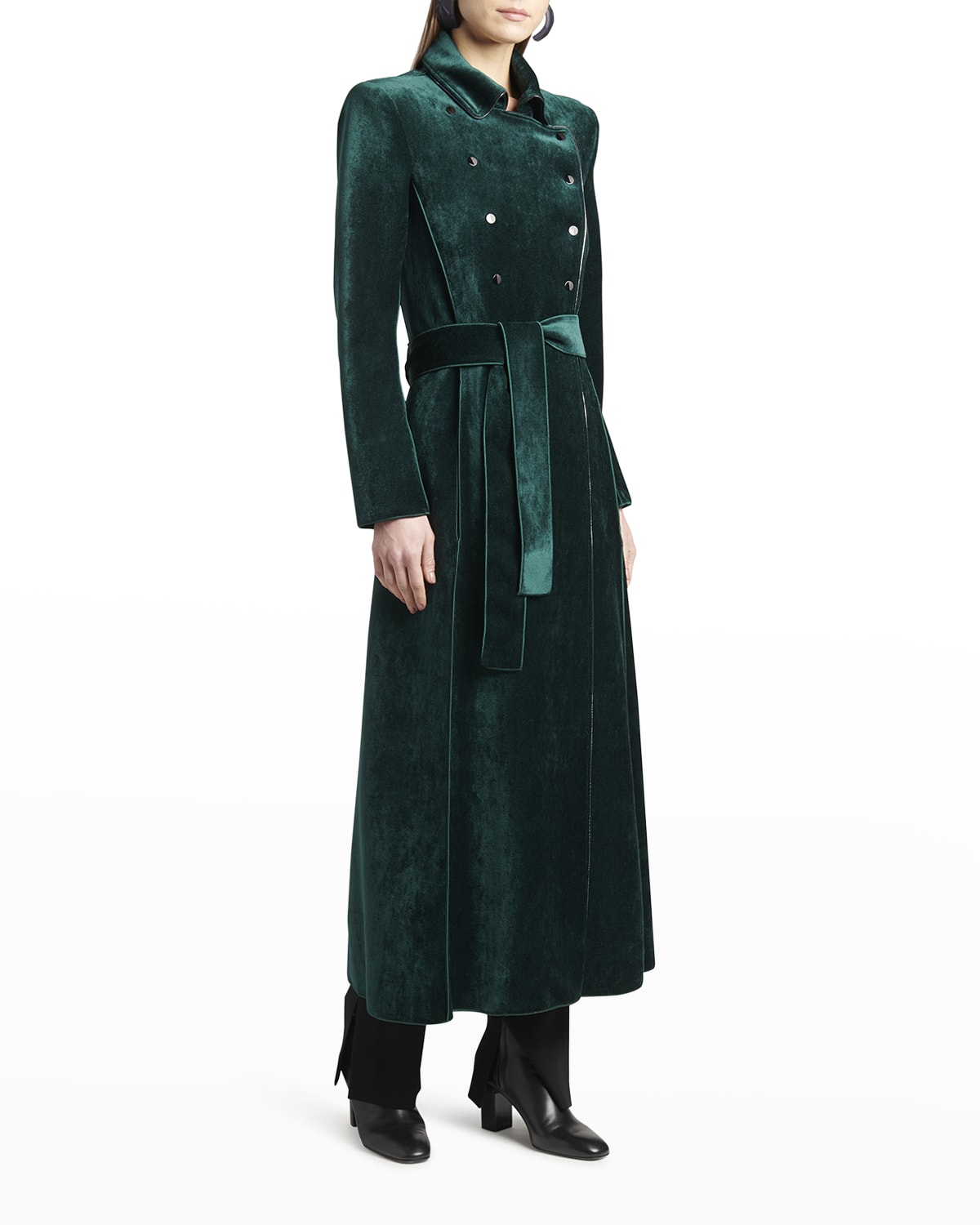 Emporio Armani Belted Velvet Wrap Coat | Neiman Marcus
