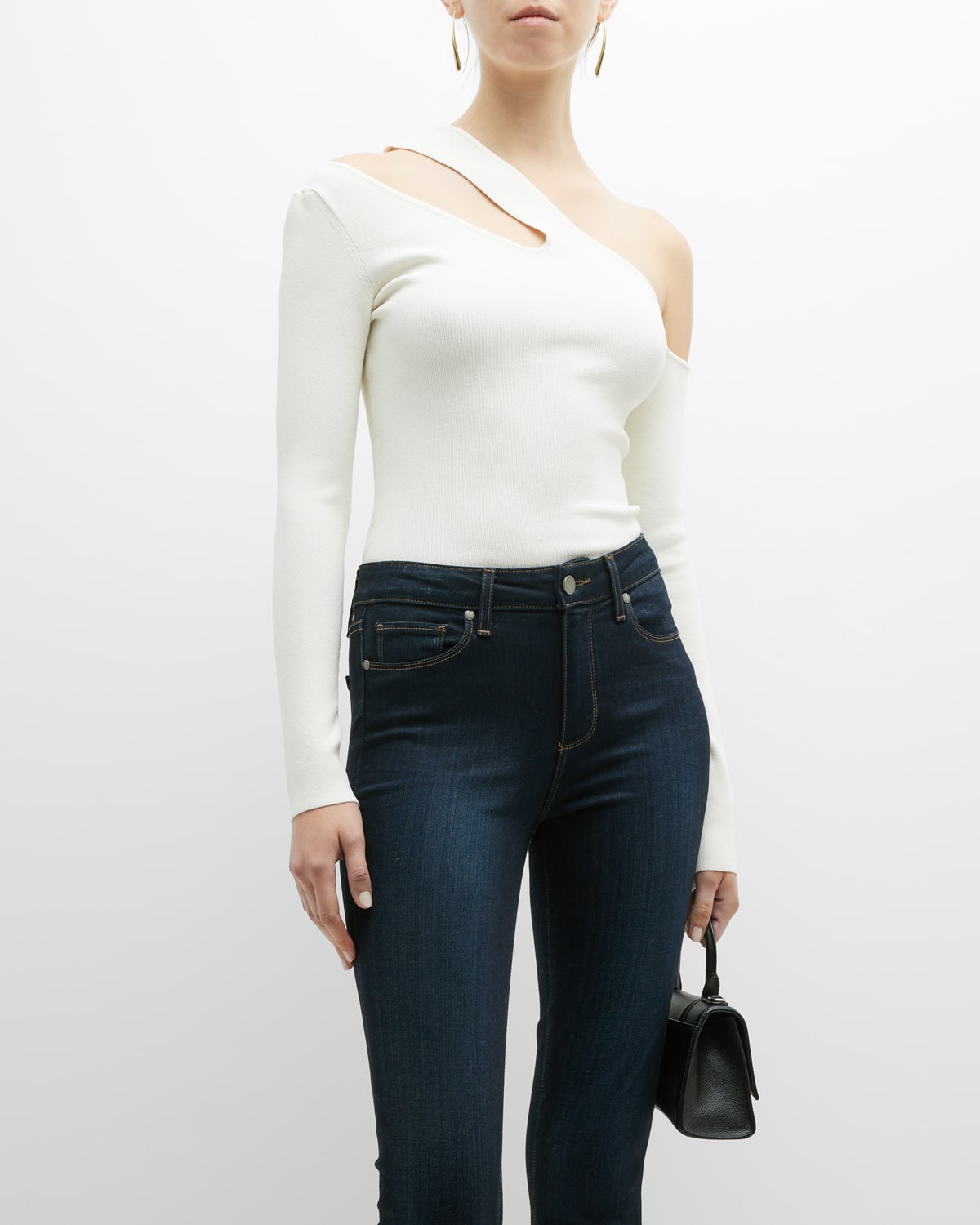 Christopher Esber Veiled Ruched One-Shoulder Mesh Top | Neiman Marcus