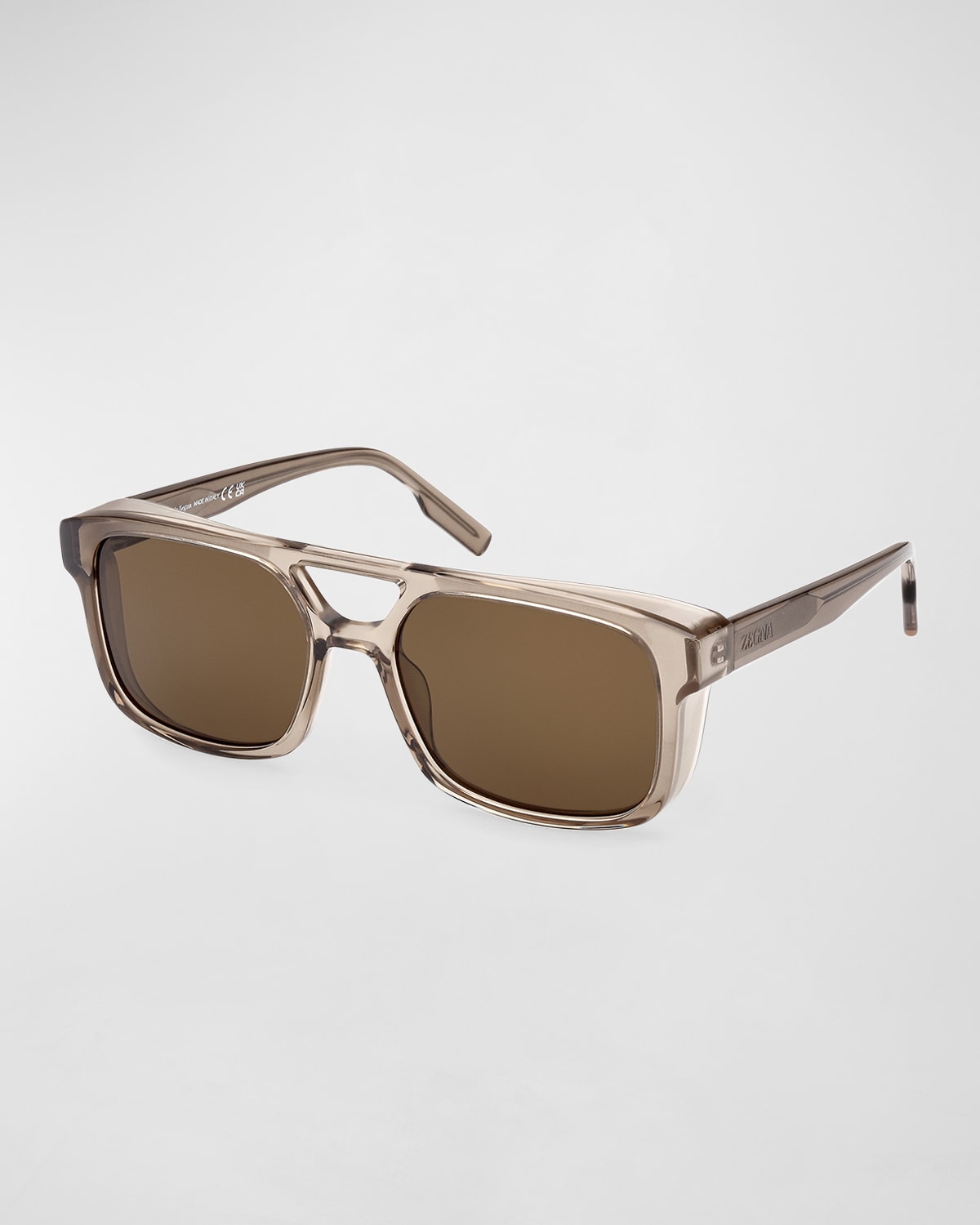 Prada Men's Saddle-Bridge Rectangle Sunglasses | Neiman Marcus