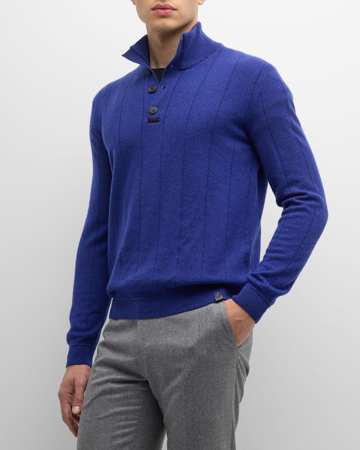Brioni Men's Solid Mock-Neck Wool Sweater | Neiman Marcus