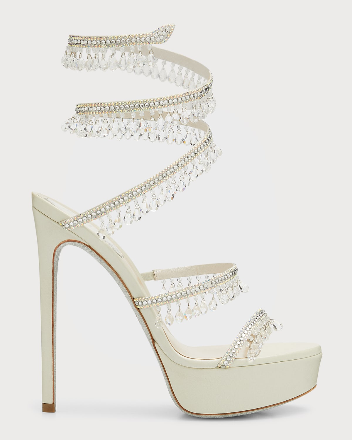 Rene Caovilla Crystal Snake Ankle-Wrap Platform Sandals | Neiman Marcus