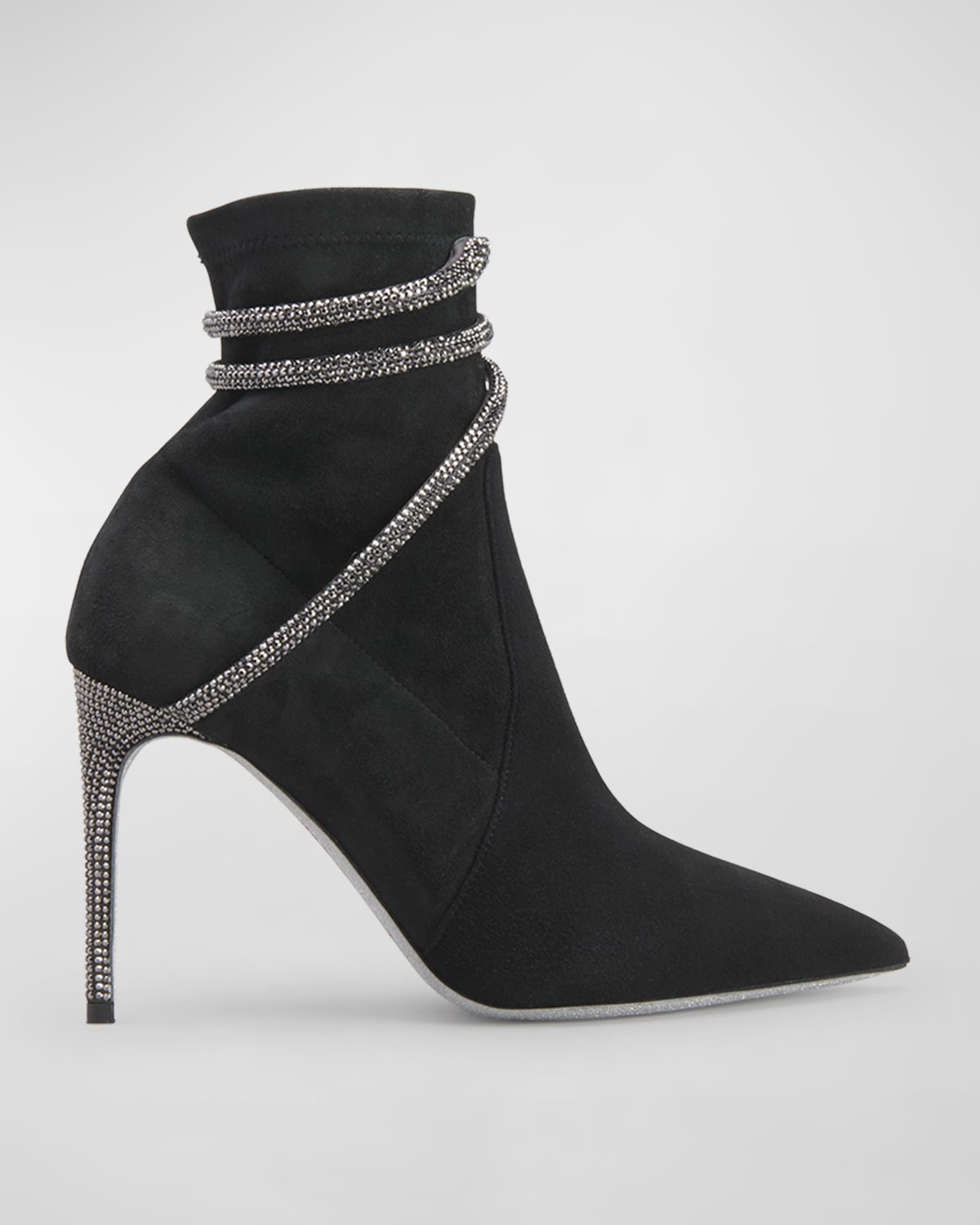 Rene Caovilla Suede Snake Strass Western Boots | Neiman Marcus