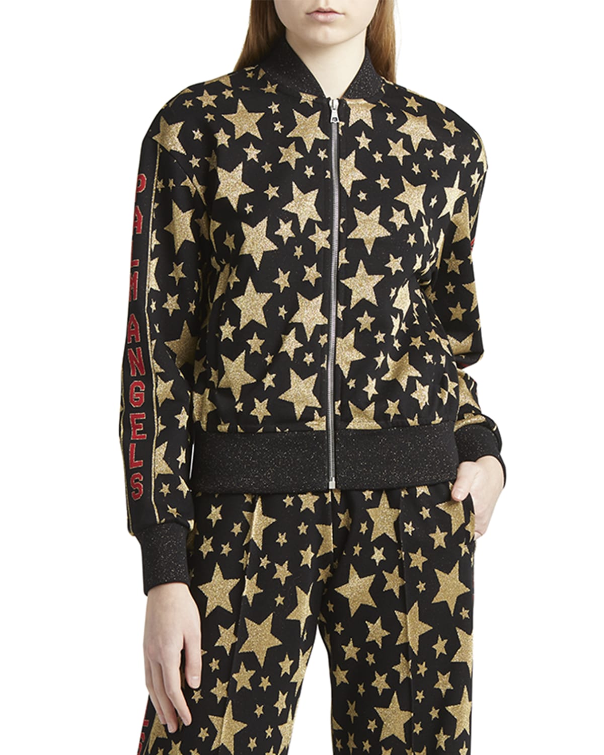 Palm Angels Striped Track Puffer Jacket | Neiman Marcus