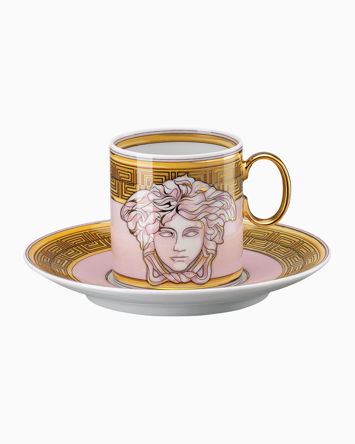 Versace Medusa Amplified Pink Coin Coffee Cup and Saucer 6 in | Neiman ...