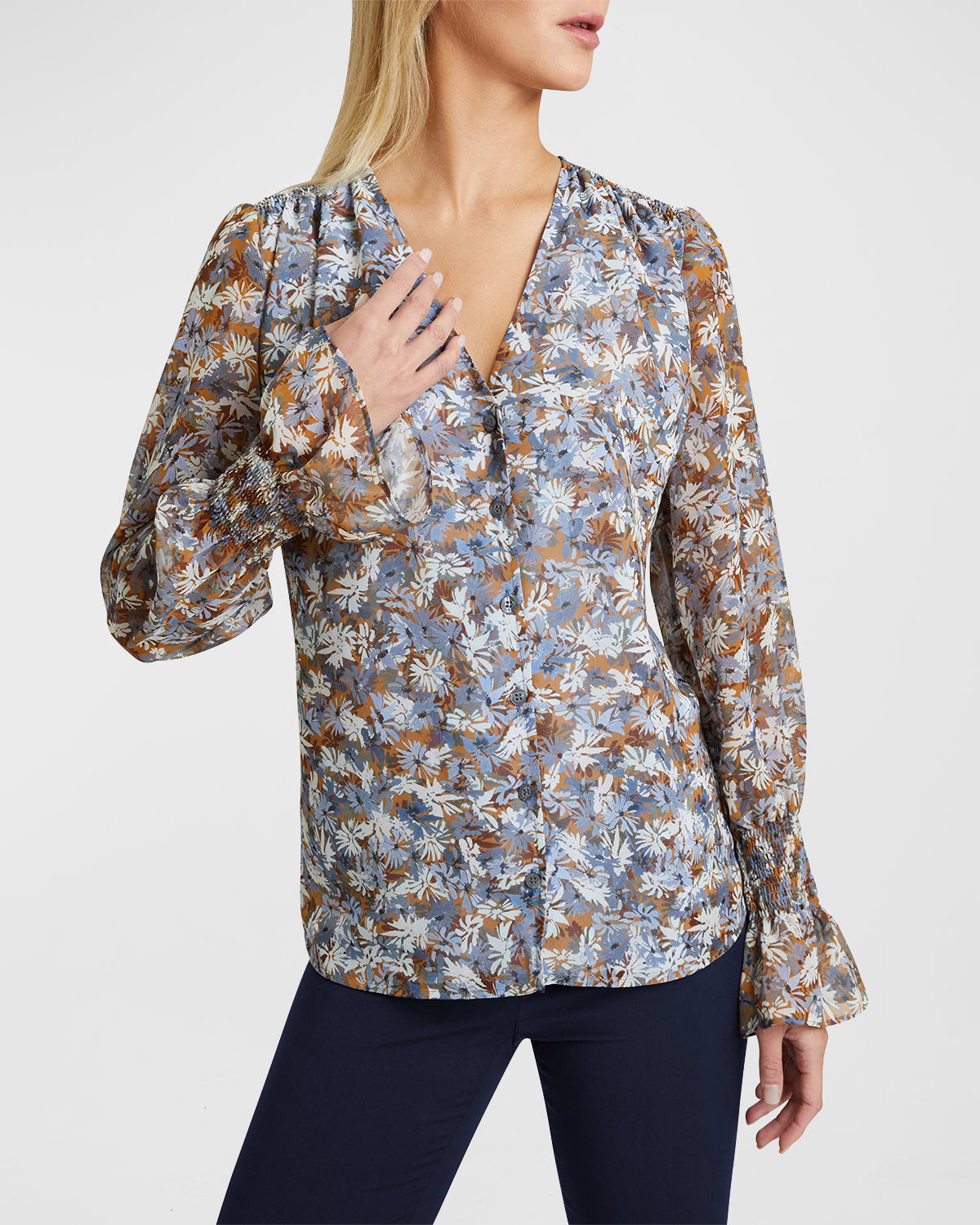 Santorelli Parto Front-Tuck Button-Down Top | Neiman Marcus