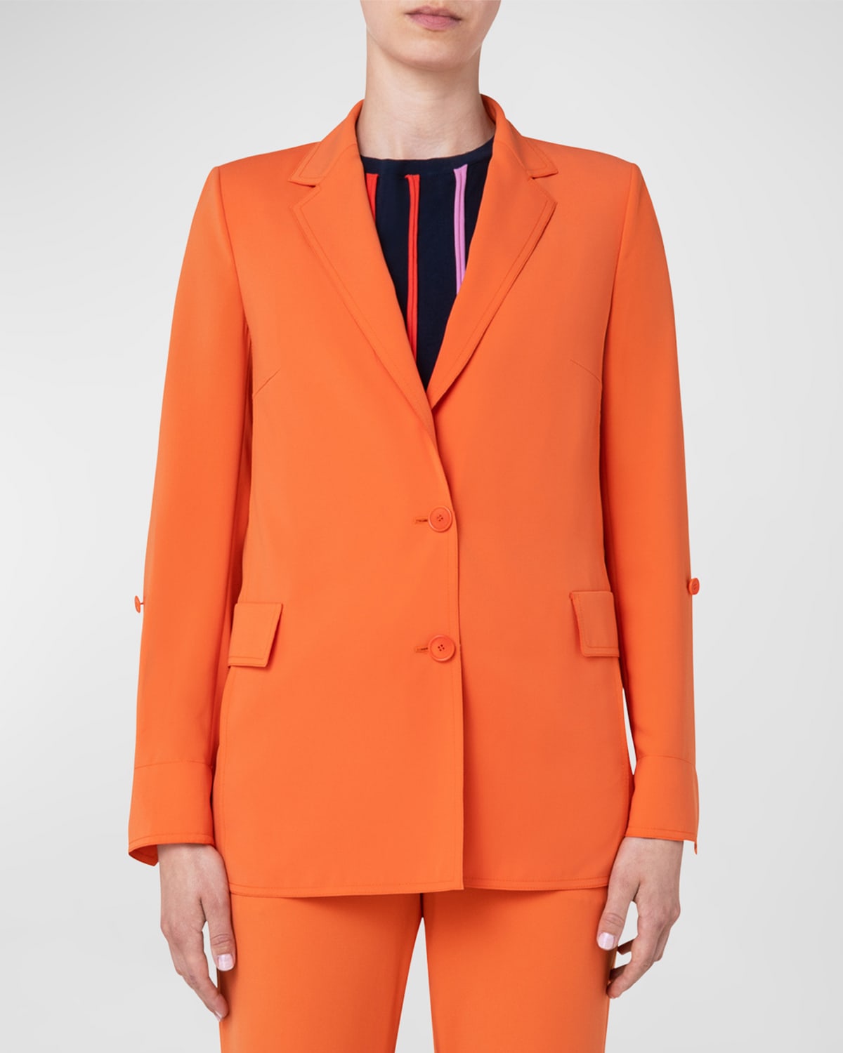 Akris Single-Breasted Wool Crepe Jacket | Neiman Marcus