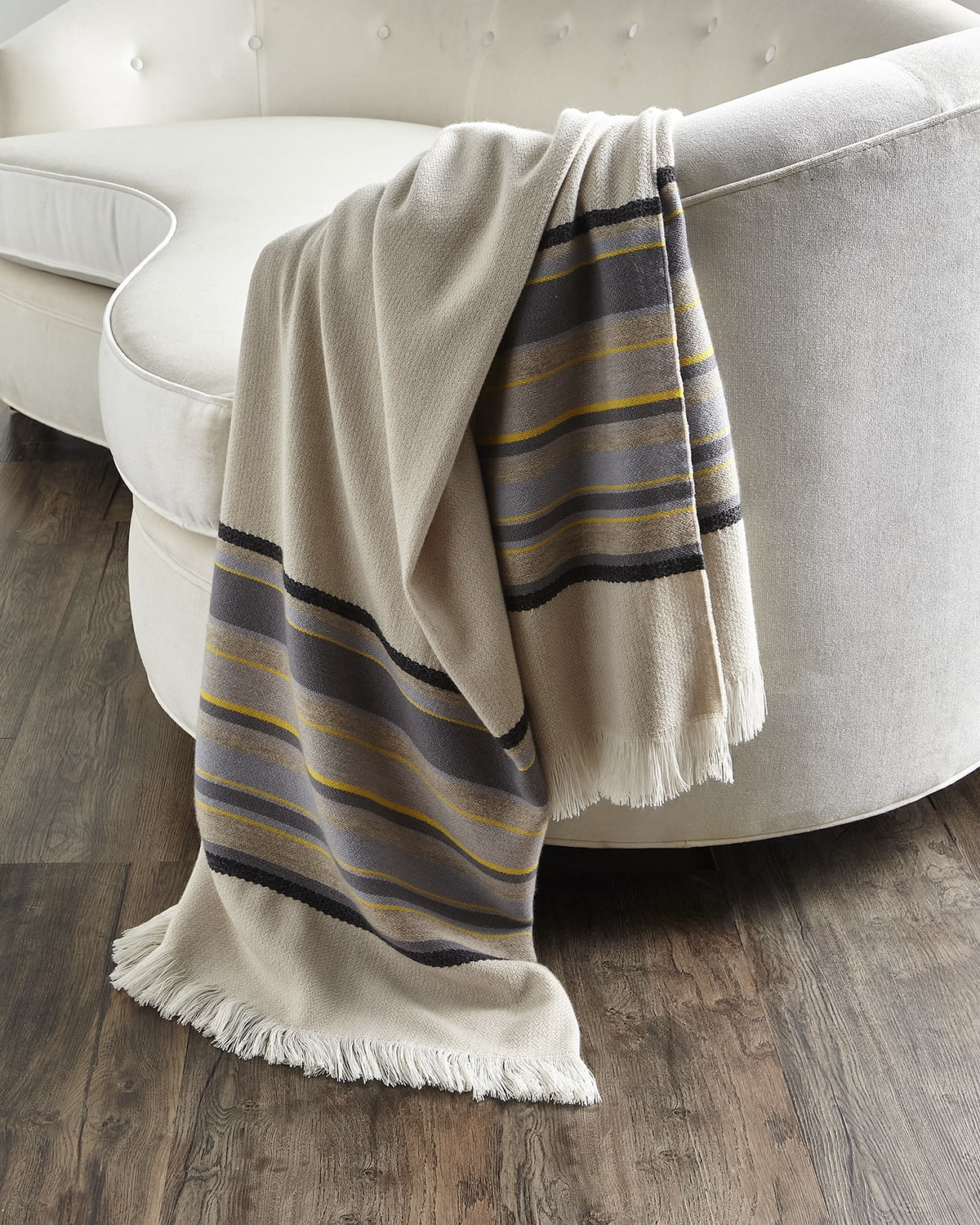 Sofia Cashmere Lightweight Color-Block Woven Cashmere Throw Blanket ...