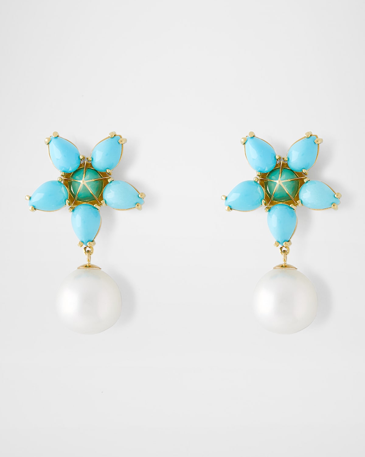 Pearls By Shari 18K Yellow Gold Oval Turquoise, 11mm South Sea Pearl ...