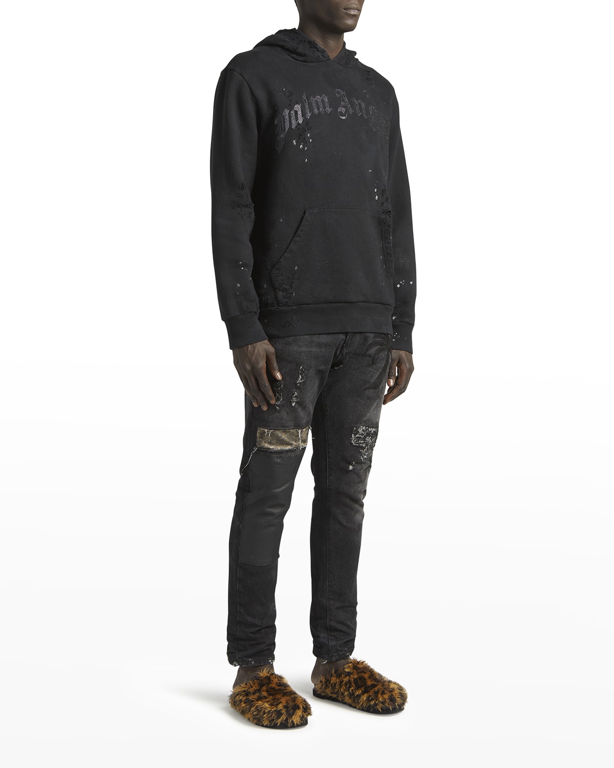Amiri Men's Distressed Logo Hoodie | Neiman Marcus