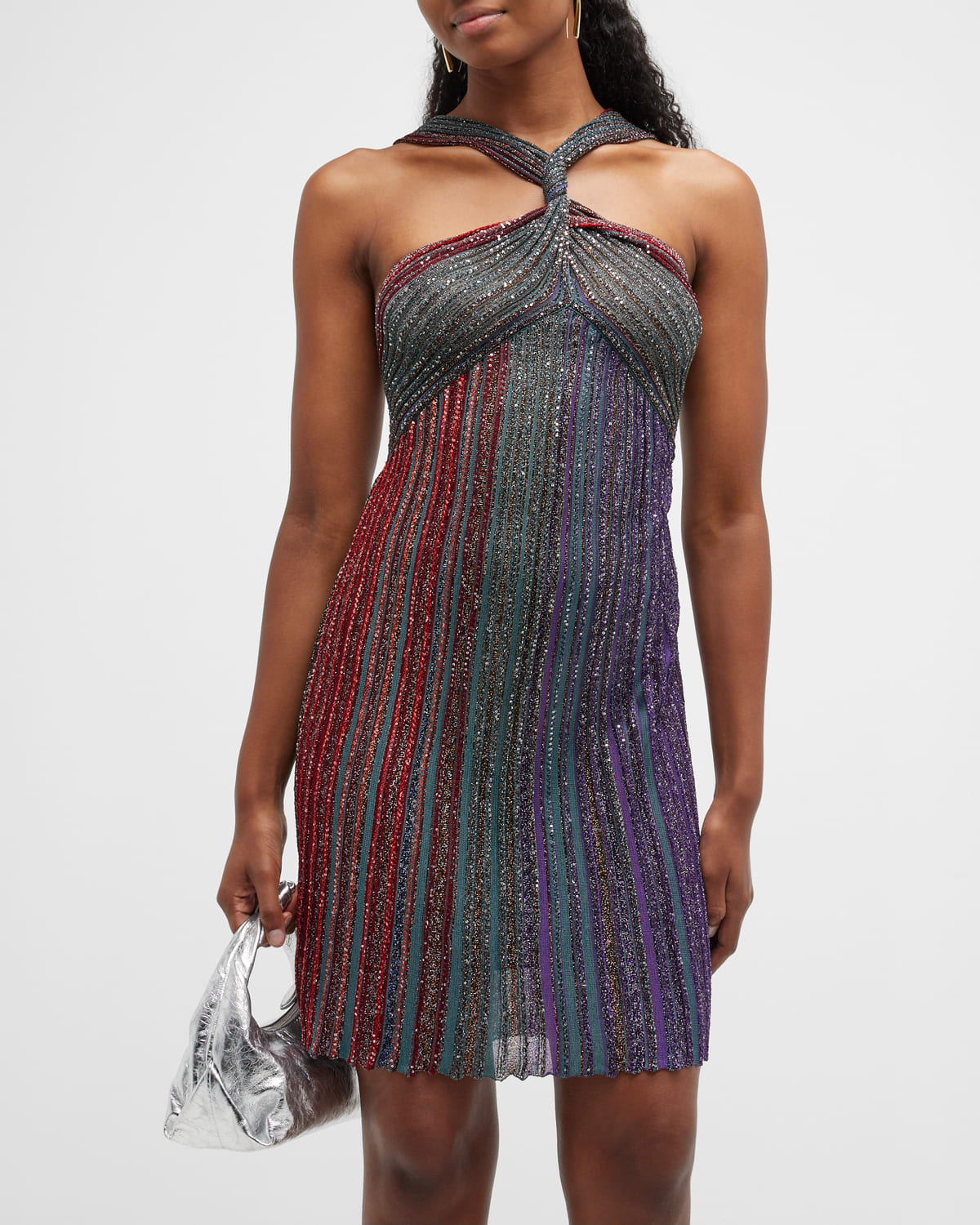 Khaite Hila Pleated Halter Mini Dress | Neiman Marcus