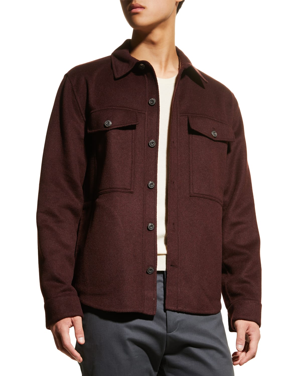 Vince Men's Solid 4-Pocket Shirt Jacket | Neiman Marcus