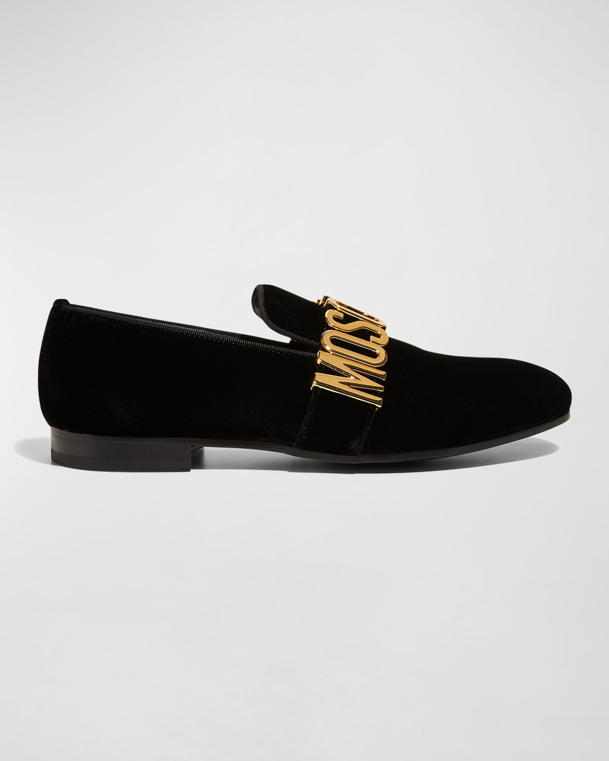 Moschino Men's College Metal Logo Leather Loafers | Neiman Marcus