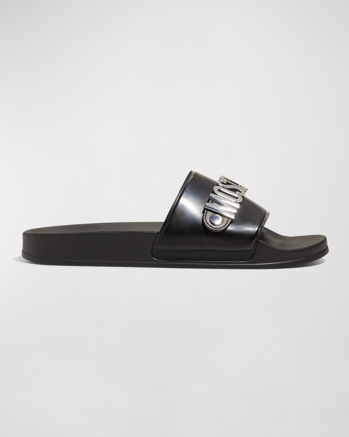 Moschino Men's Logo Pool Slide Sandals | Neiman Marcus