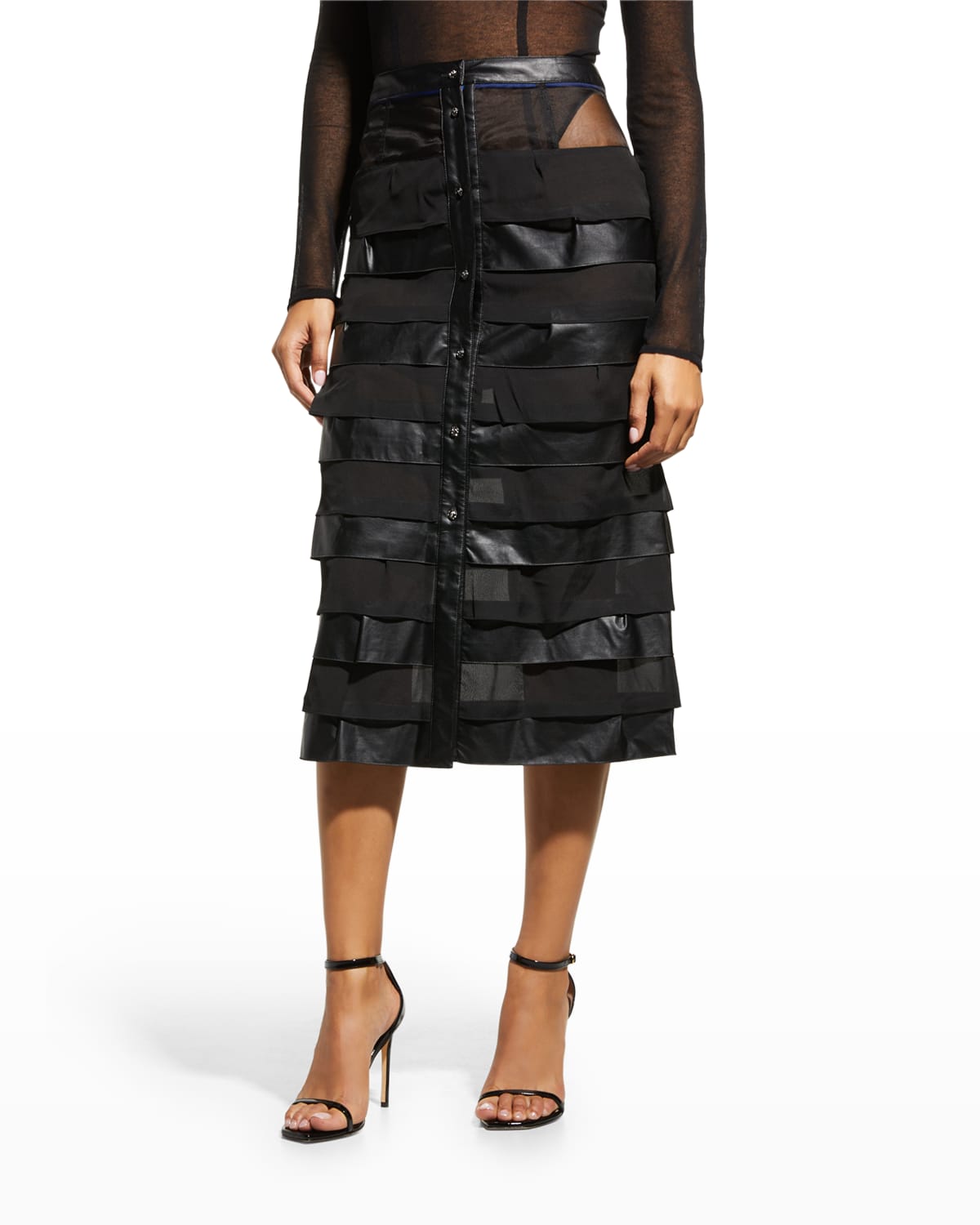 Koche Multi-Layered Asymmetric Midi Dress | Neiman Marcus