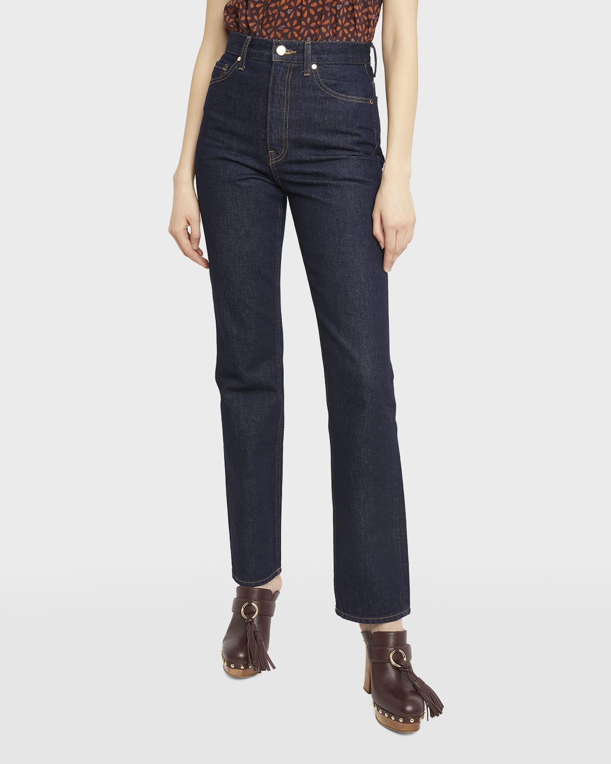 Ulla Johnson The Daphne Straight-Leg Cuffed Denim Jeans | Neiman Marcus
