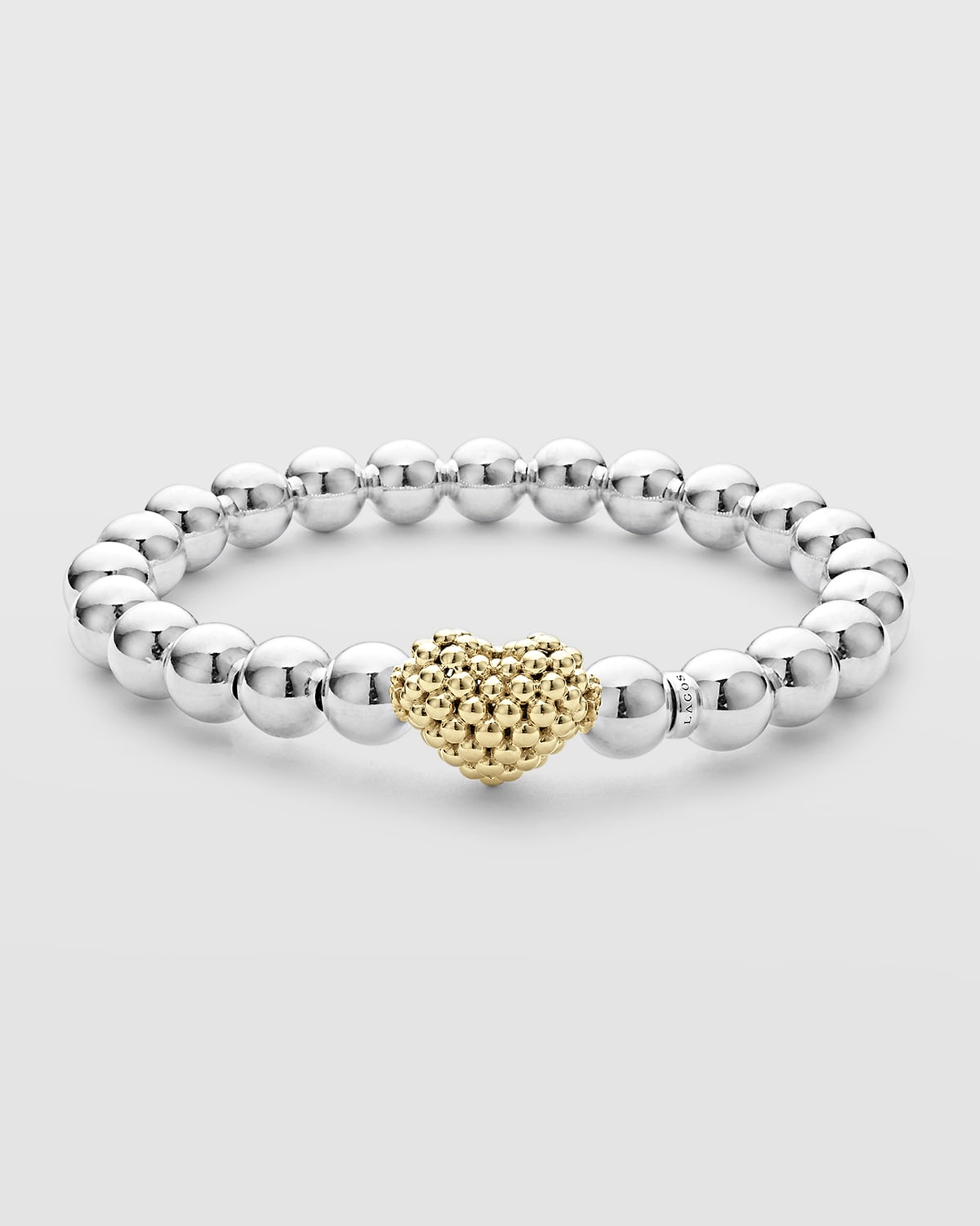 LAGOS Sterling Silver and 18K Signature Caviar 9mm Oval Link Ring ...