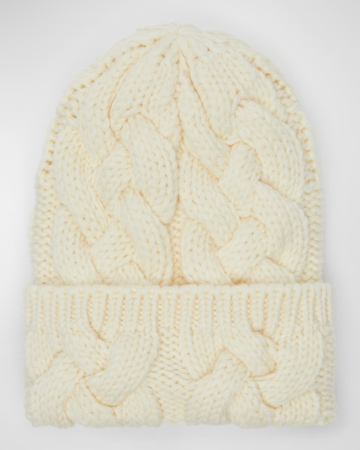Max Mara Cable Knit Cashmere-Wool Beanie | Neiman Marcus