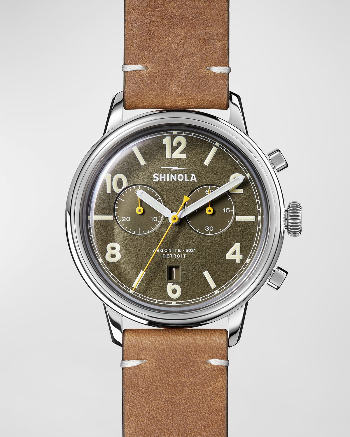 Shinola Men's Traveler Sub-Second Leather Watch, 42mm | Neiman Marcus