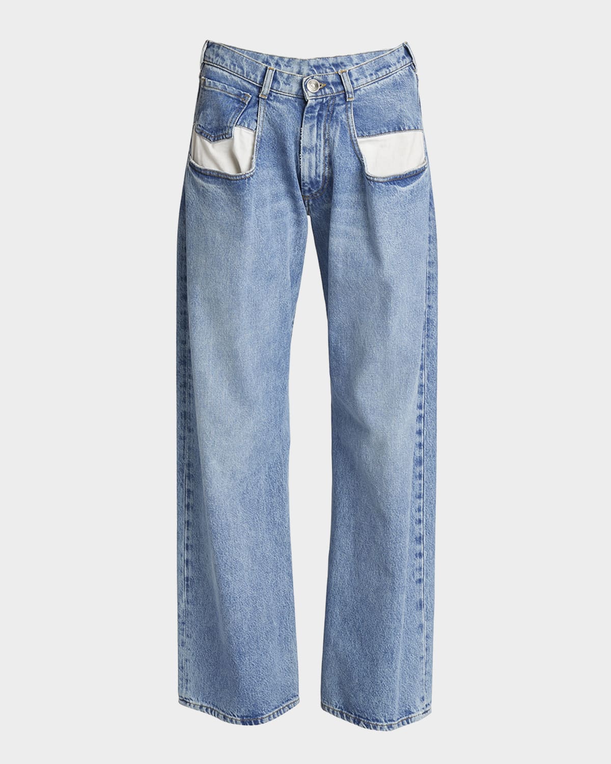 Maison Margiela Pleated Wide-Leg Denim Pants | Neiman Marcus
