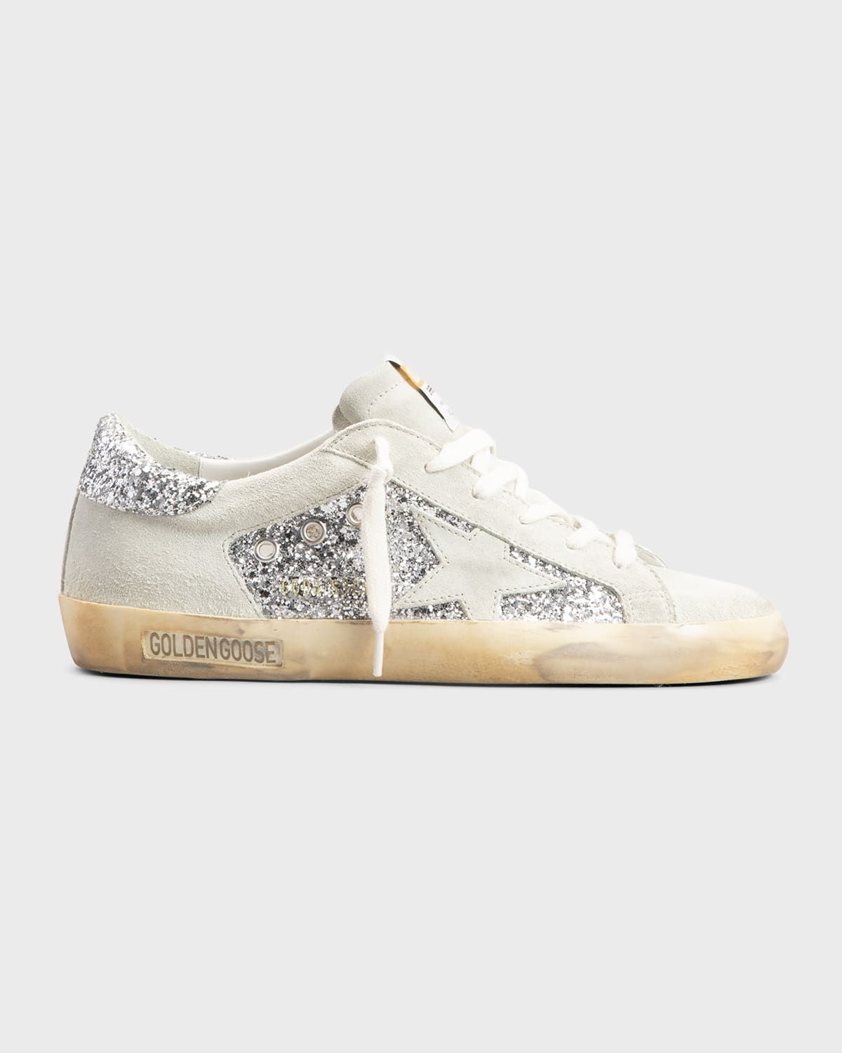Golden Goose Superstar Leather Glitter Low-Top Sneakers | Neiman Marcus