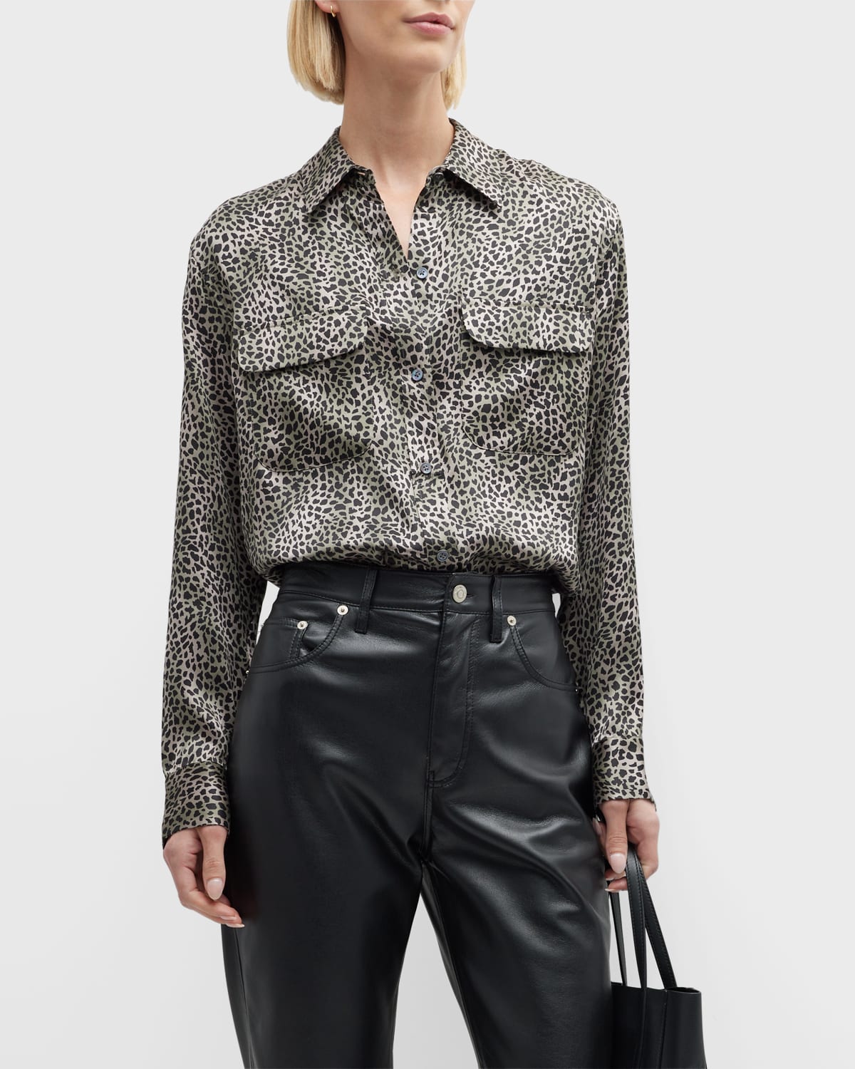 Equipment Slim Signature Animal-Print Silk Shirt | Neiman Marcus