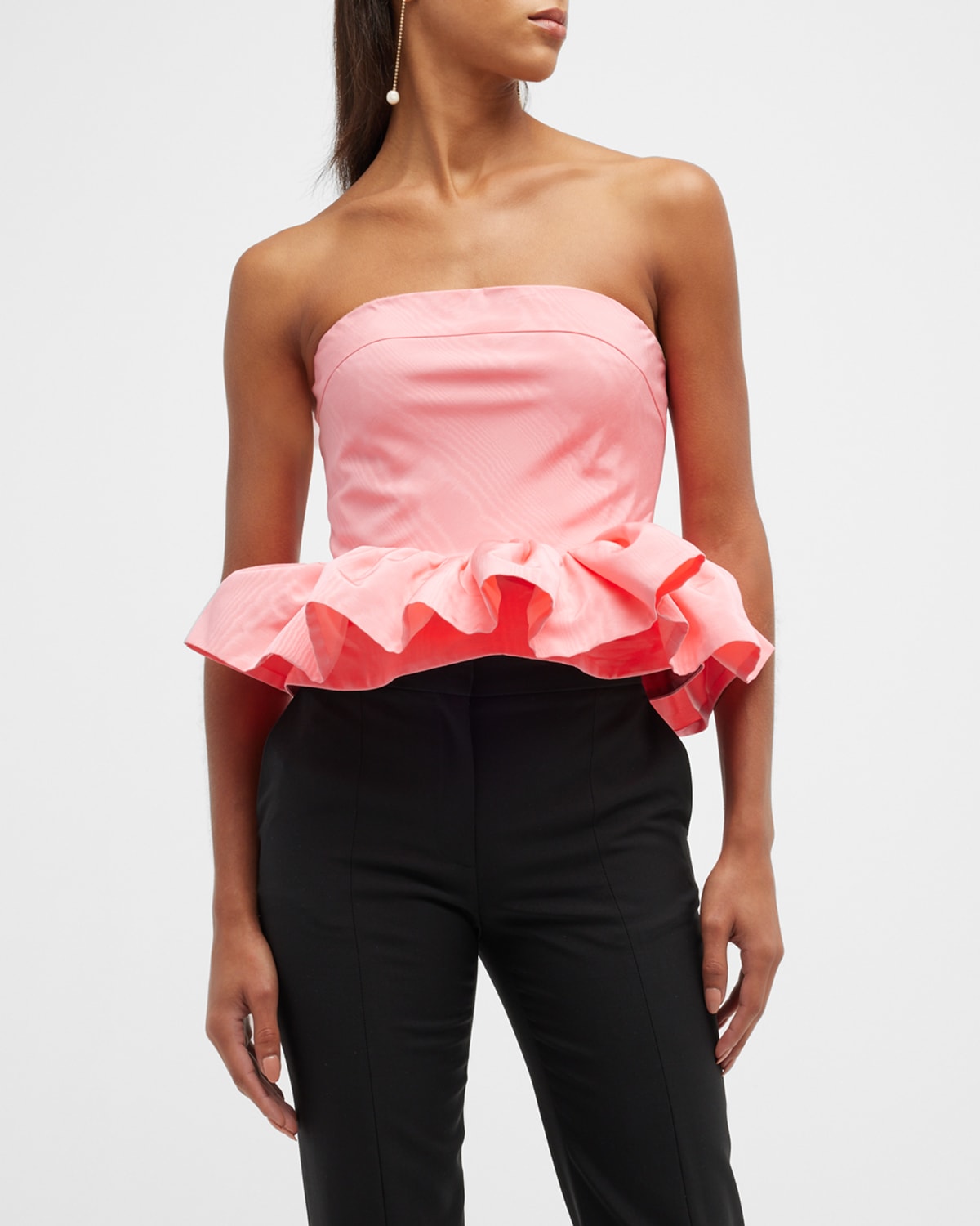 Lela Rose Strapless Peplum Bustier Top | Neiman Marcus