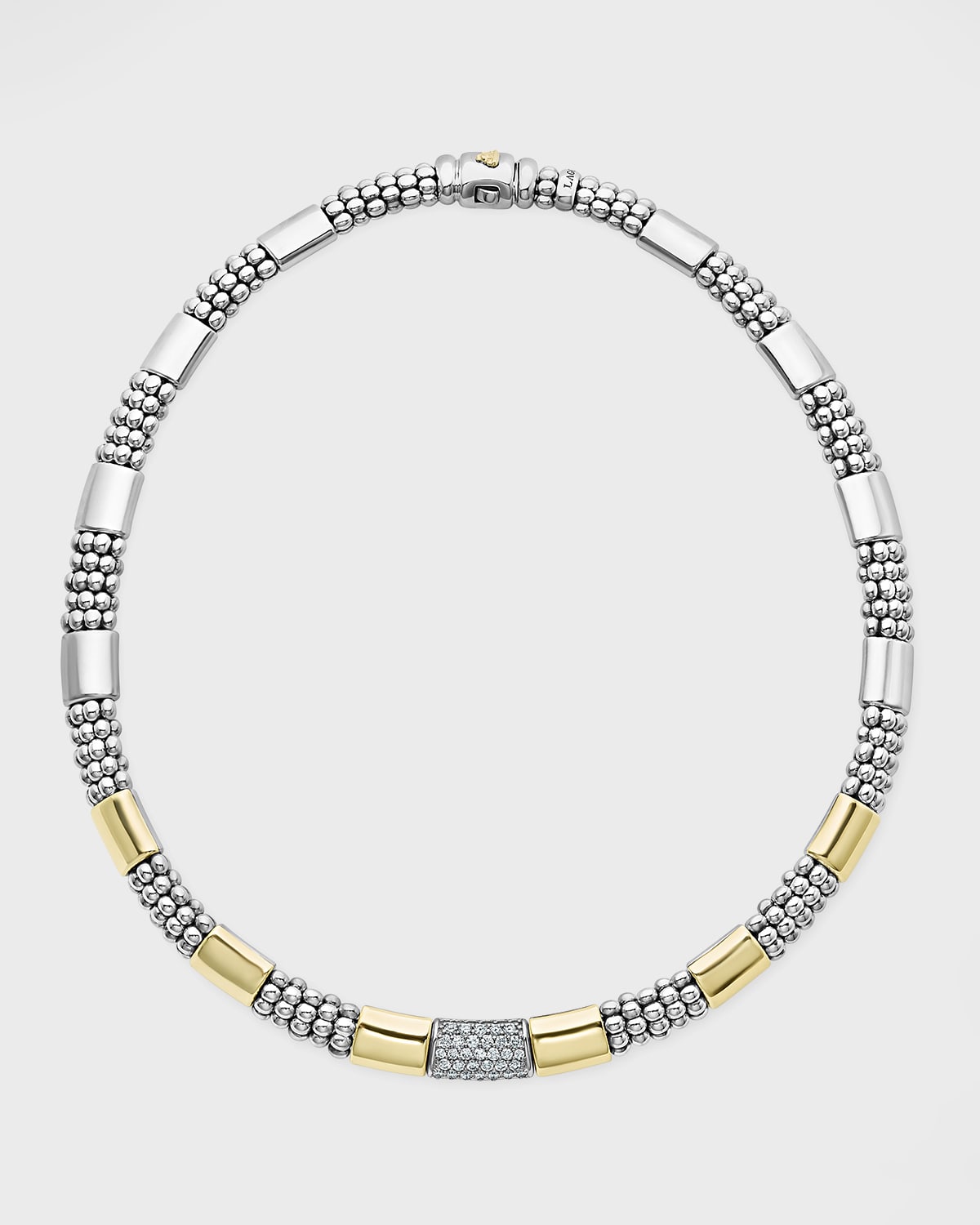 LAGOS The Drop Diamond Heart Necklace in 18K Gold and Sterling Silver ...