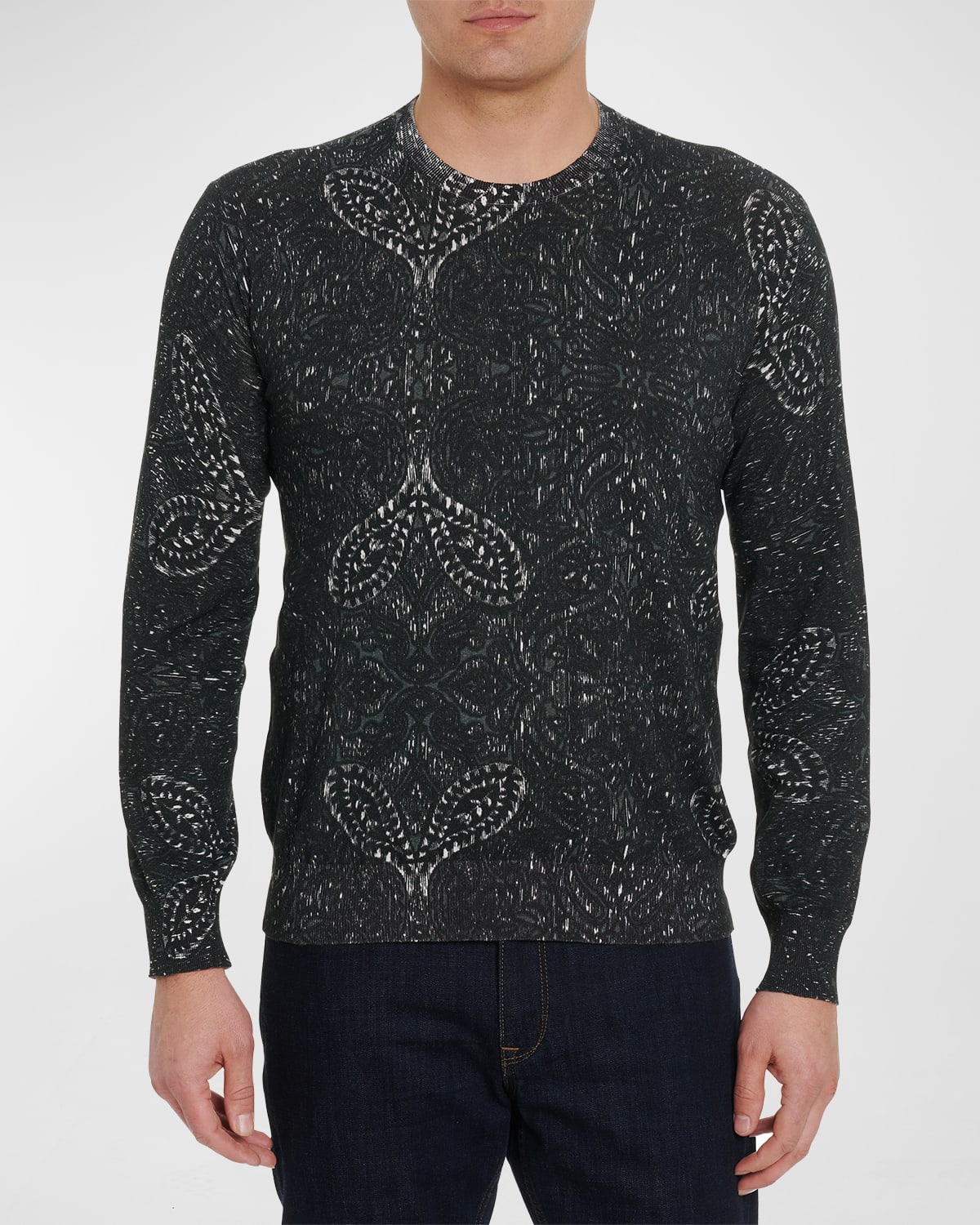 Robert Graham Men's Gardi Cotton-Linen Crewneck Sweater | Neiman Marcus