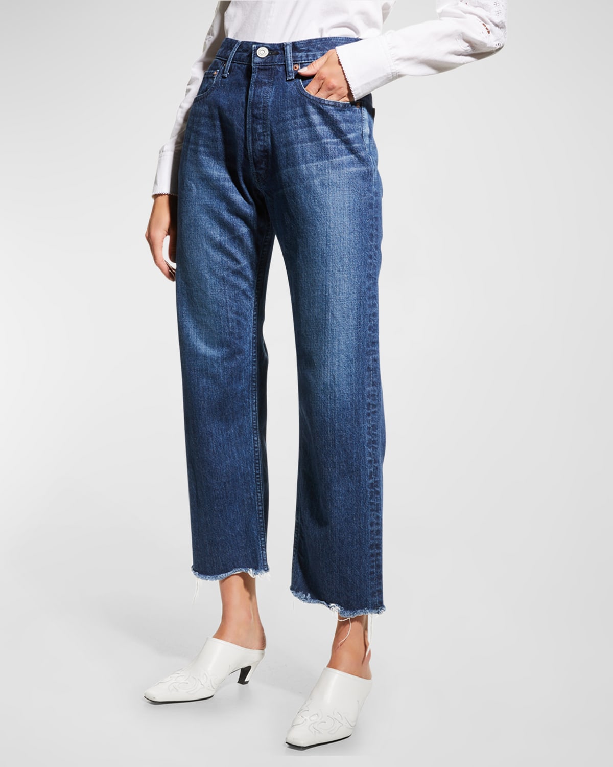 MOUSSY VINTAGE Detroit High Rise Wide Straight Ankle Jeans | Neiman Marcus