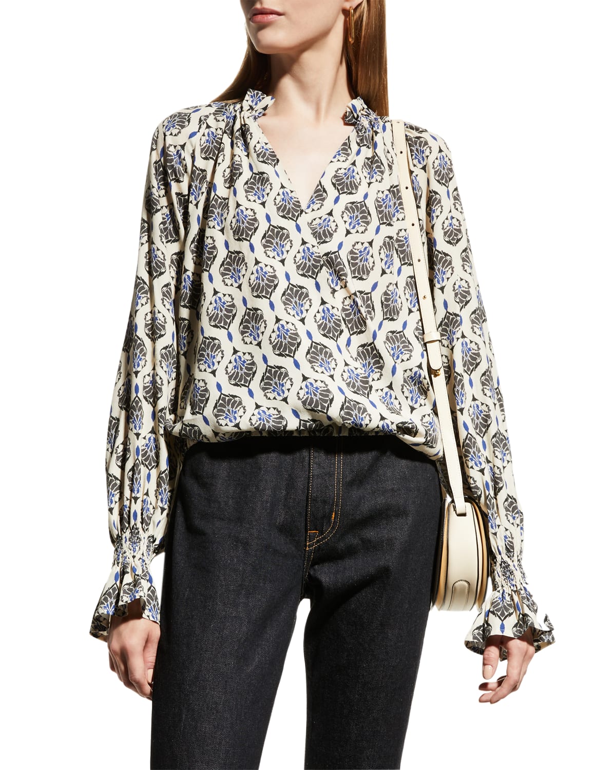 Finley Rex Animal-Print Blouson-Sleeve Top | Neiman Marcus