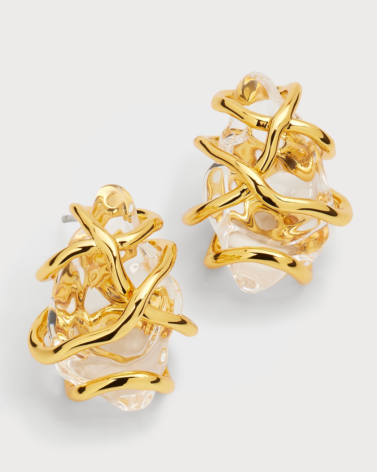 Alexis Bittar Crumpled Gold Small Post Earrings | Neiman Marcus