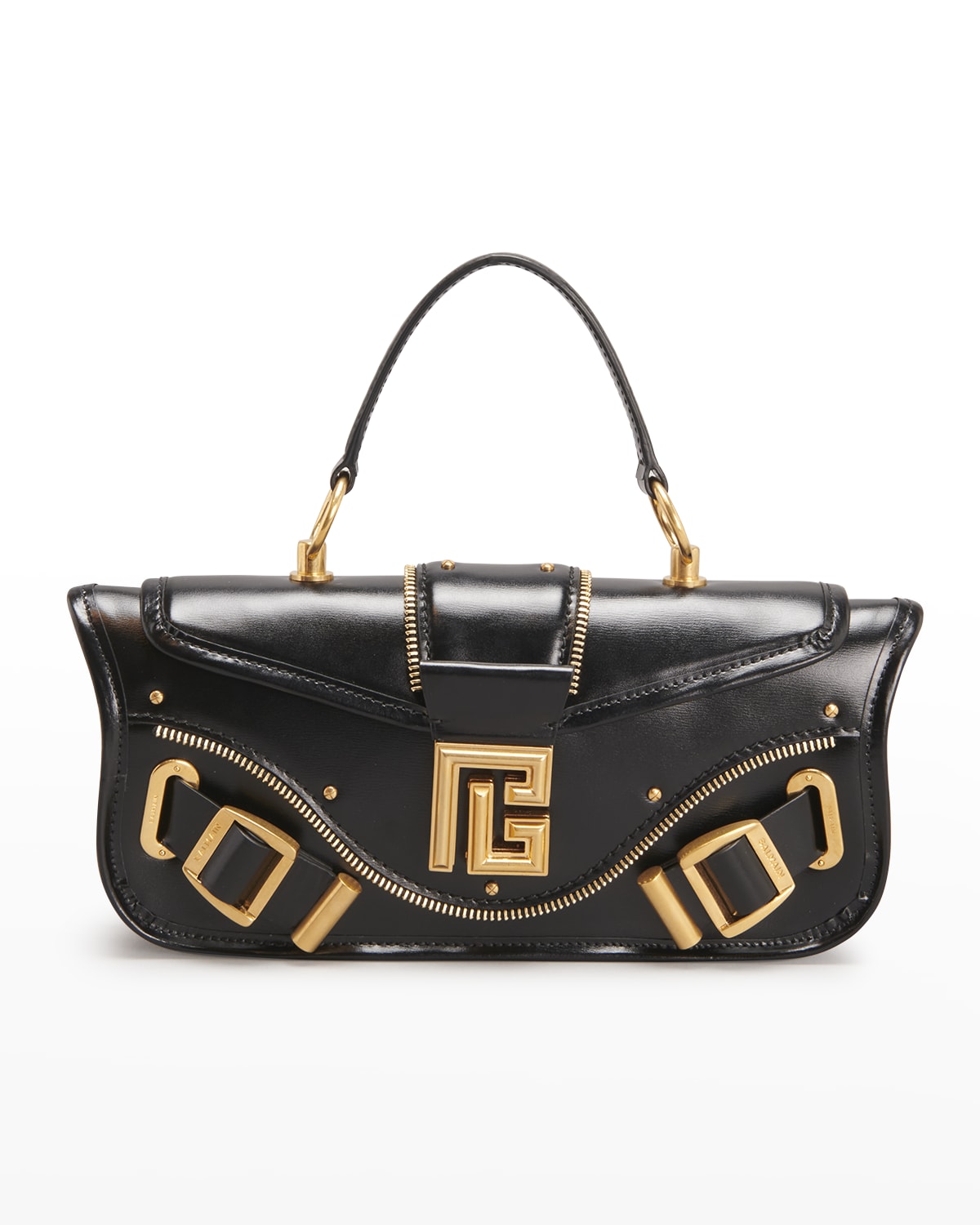 Balmain Blaze Box Leather Shoulder Bag | Neiman Marcus