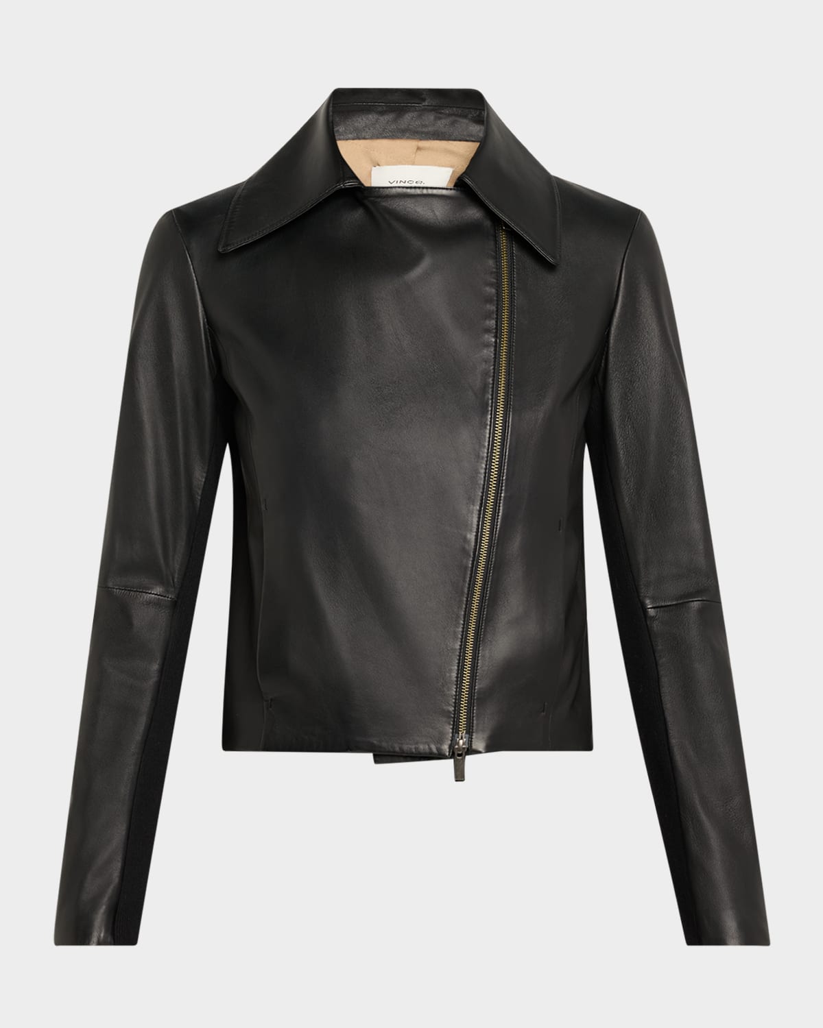 Vince Zip-Front Leather Moto Jacket | Neiman Marcus