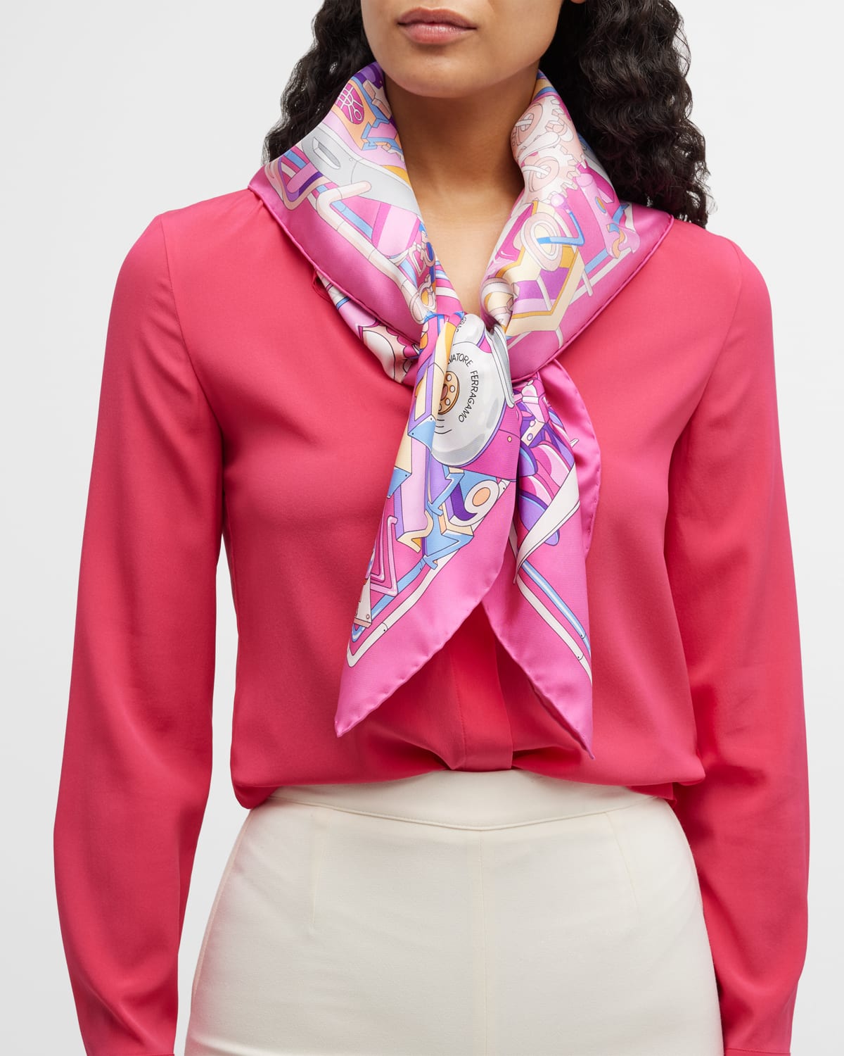 Ferragamo Foulard Floral Cheetah Silk Square Scarf | Neiman Marcus