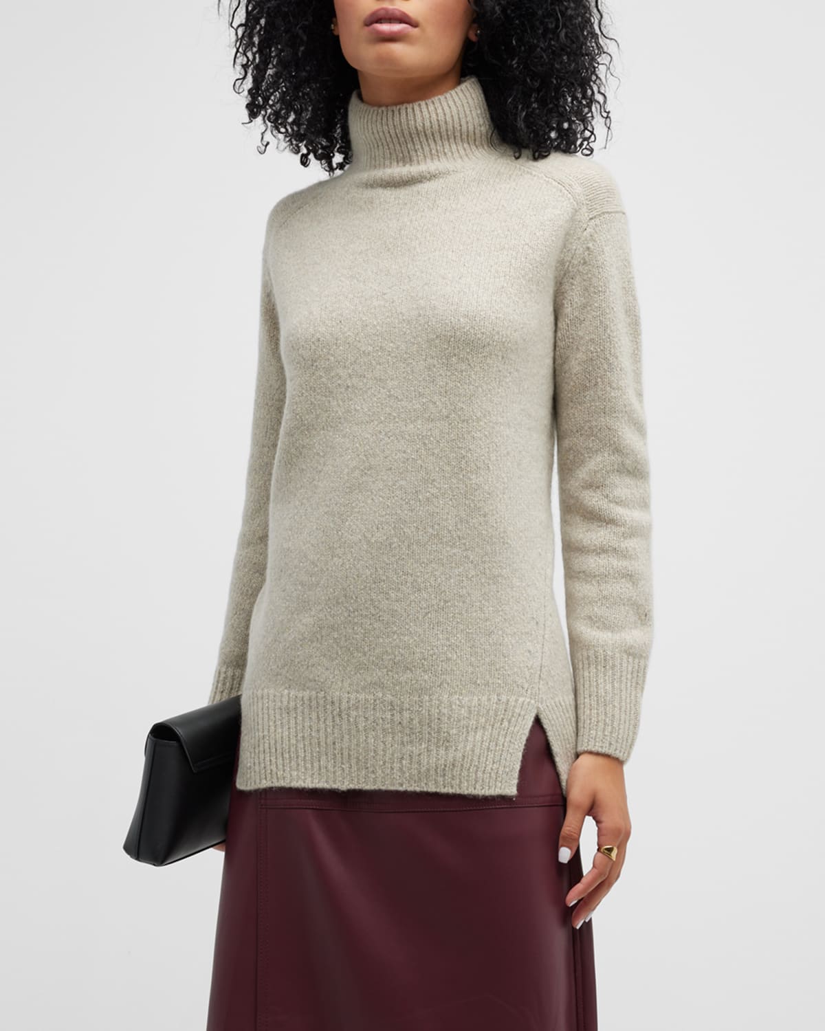 Vince Cashmere Side-Slit Turtleneck Sweater | Neiman Marcus