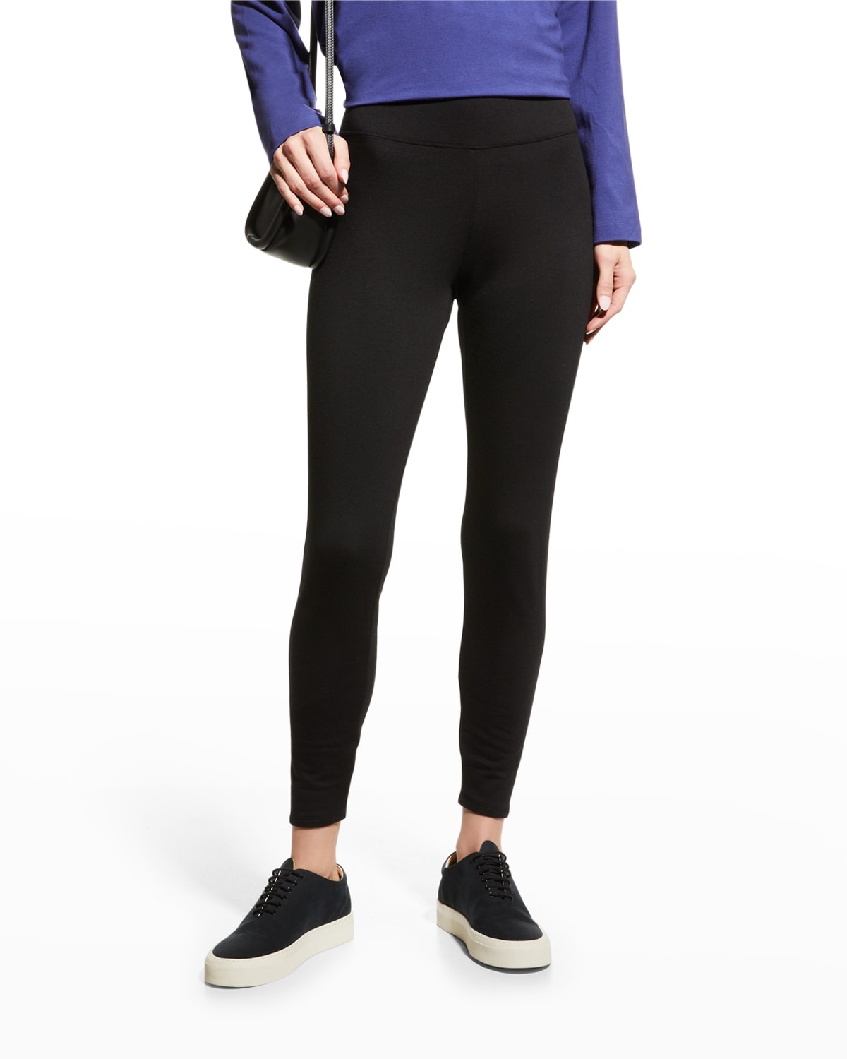 Eileen Fisher High-Rise Cropped Terry Leggings | Neiman Marcus