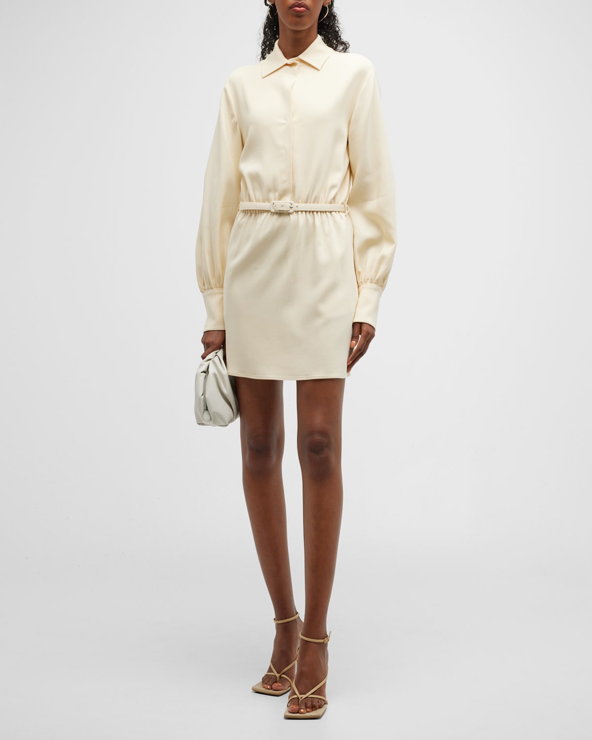 Alexis Demi Cap-Sleeve Belted Linen-Silk Mini Shirtdress | Neiman Marcus