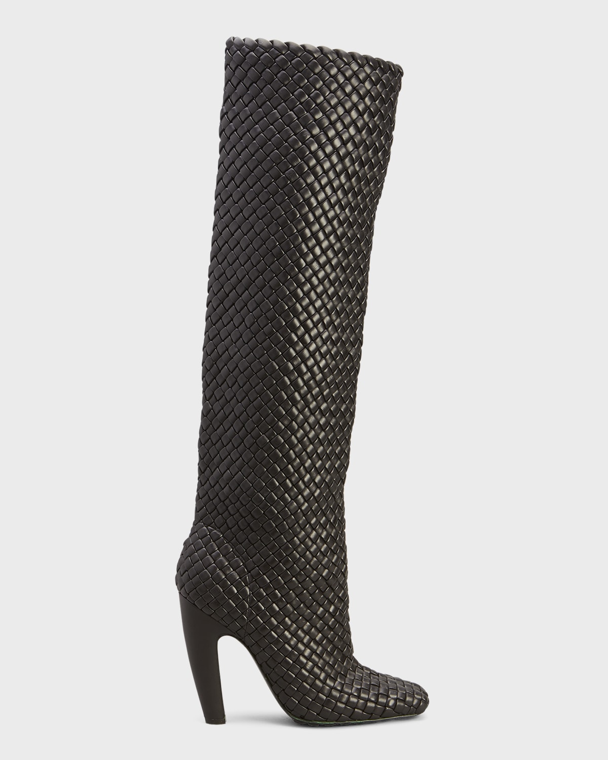 Bottega Veneta Intrecciato Woven Lambskin Over-The-Knee Boots | Neiman Marcus