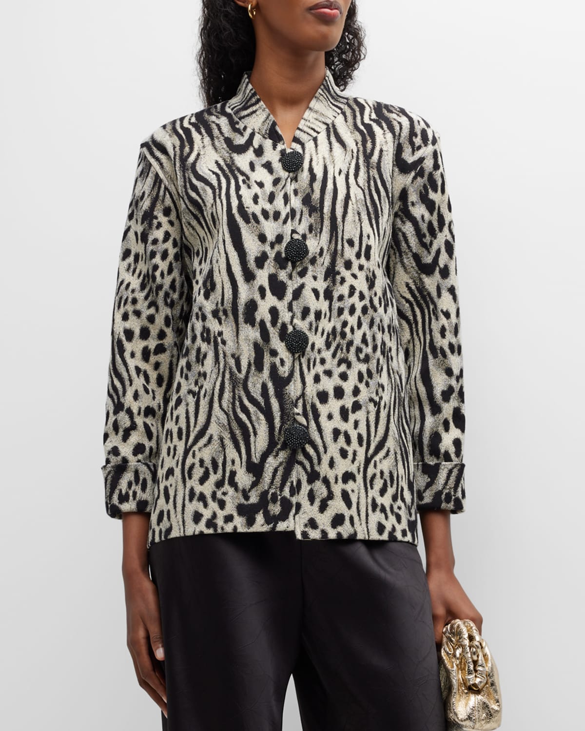 Caroline Rose Plus Size Animal Instinct Boxy Jacquard Jacket | Neiman ...