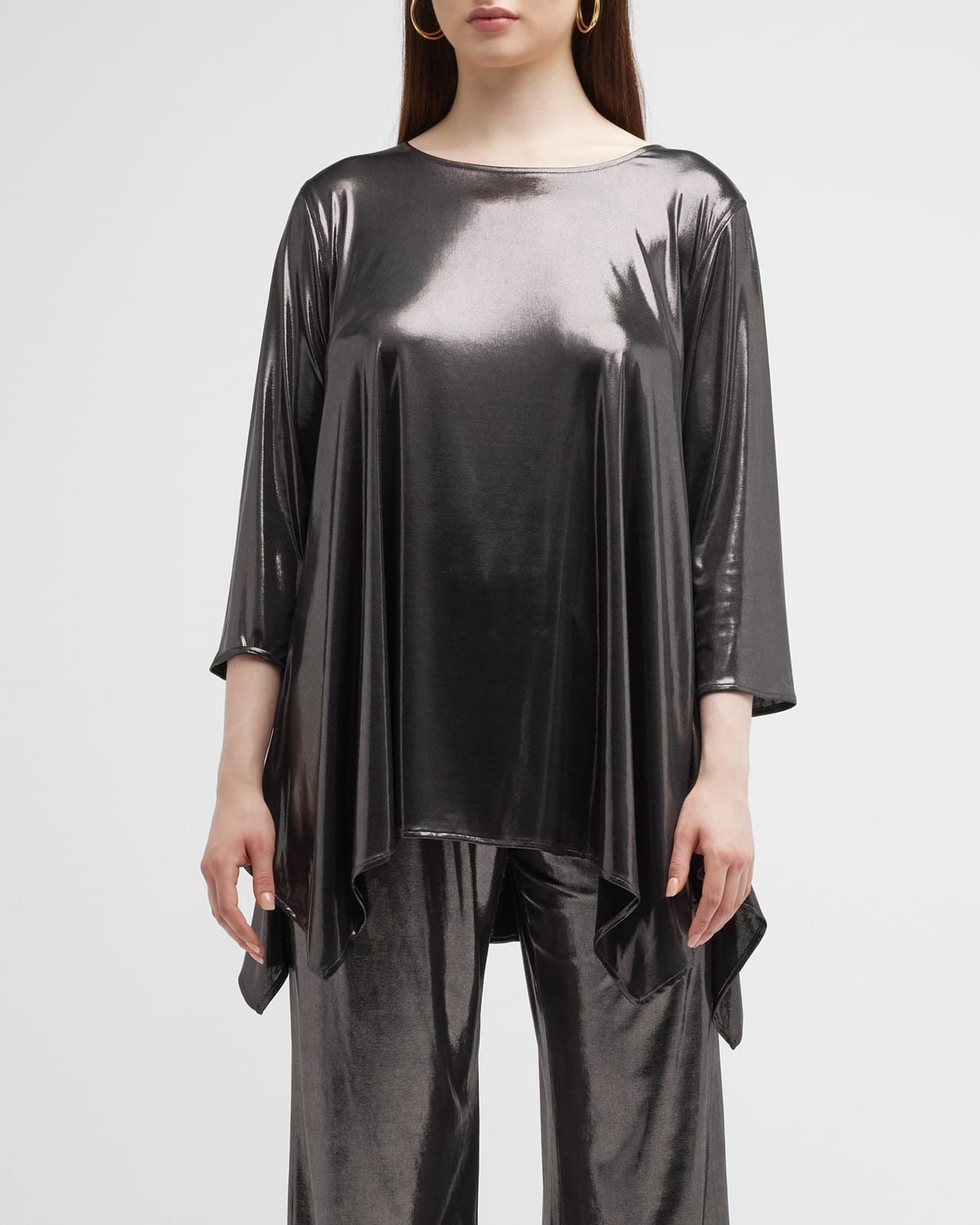 Caroline Rose Liquid Silver Shimmer Swing Tunic | Neiman Marcus