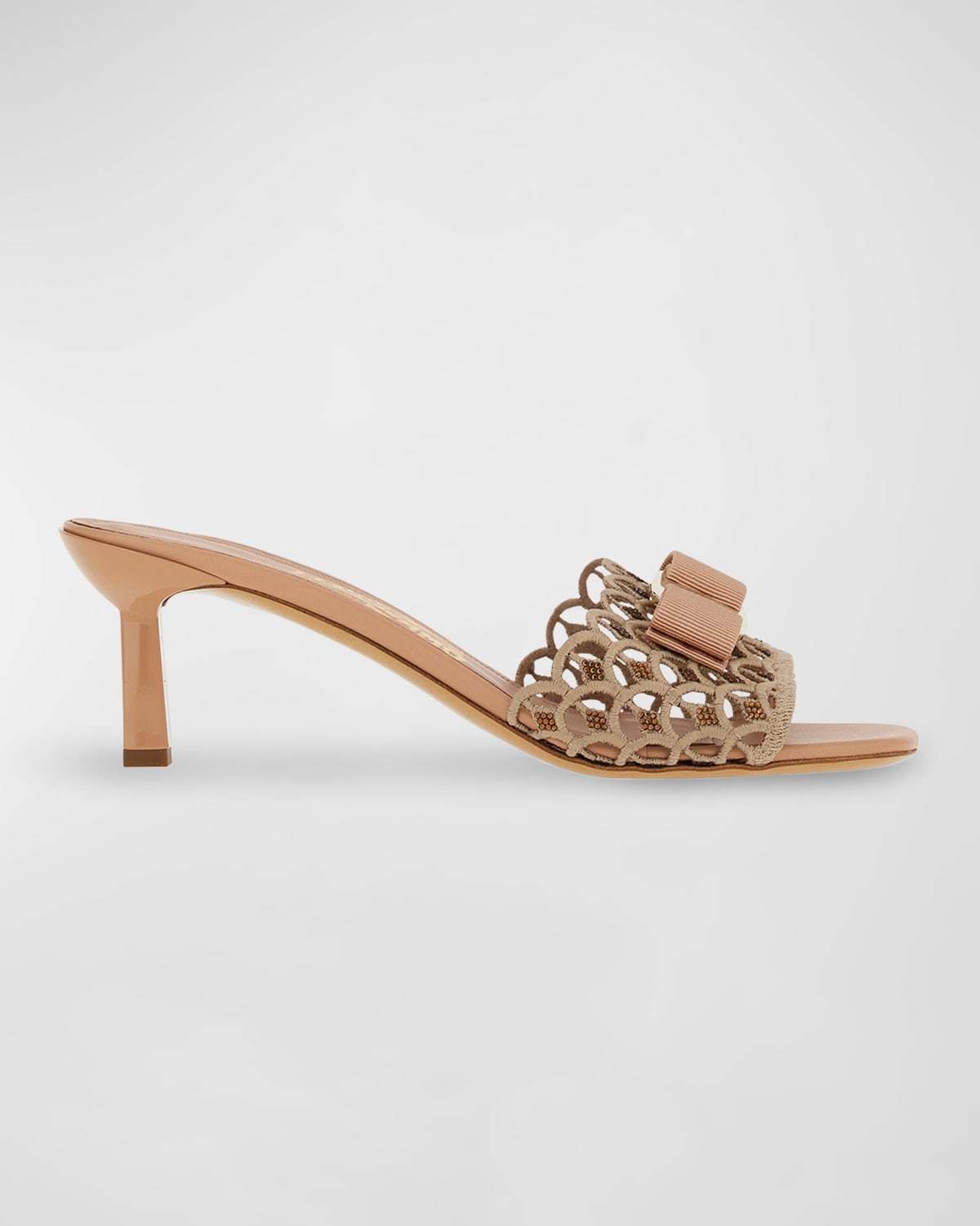 Ferragamo Glo Bow Metallic Mule Sandals | Neiman Marcus