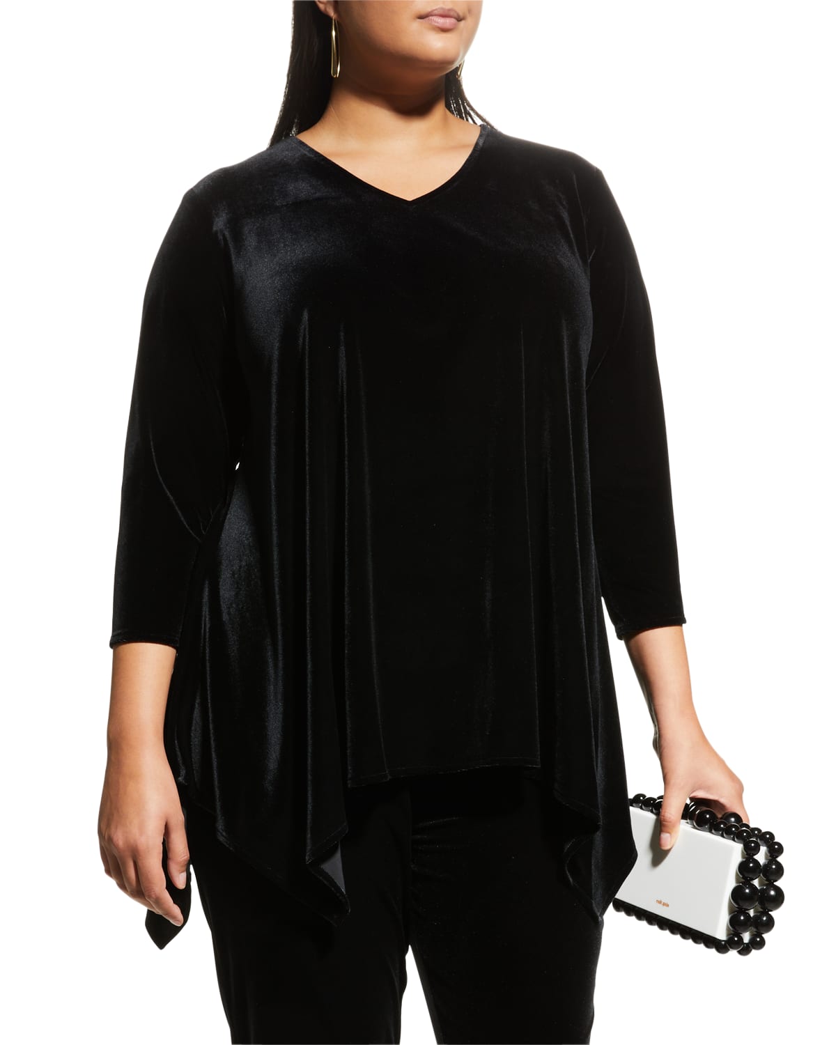 Caroline Rose Plus Size Liquid Silver Swing Tunic Top | Neiman Marcus