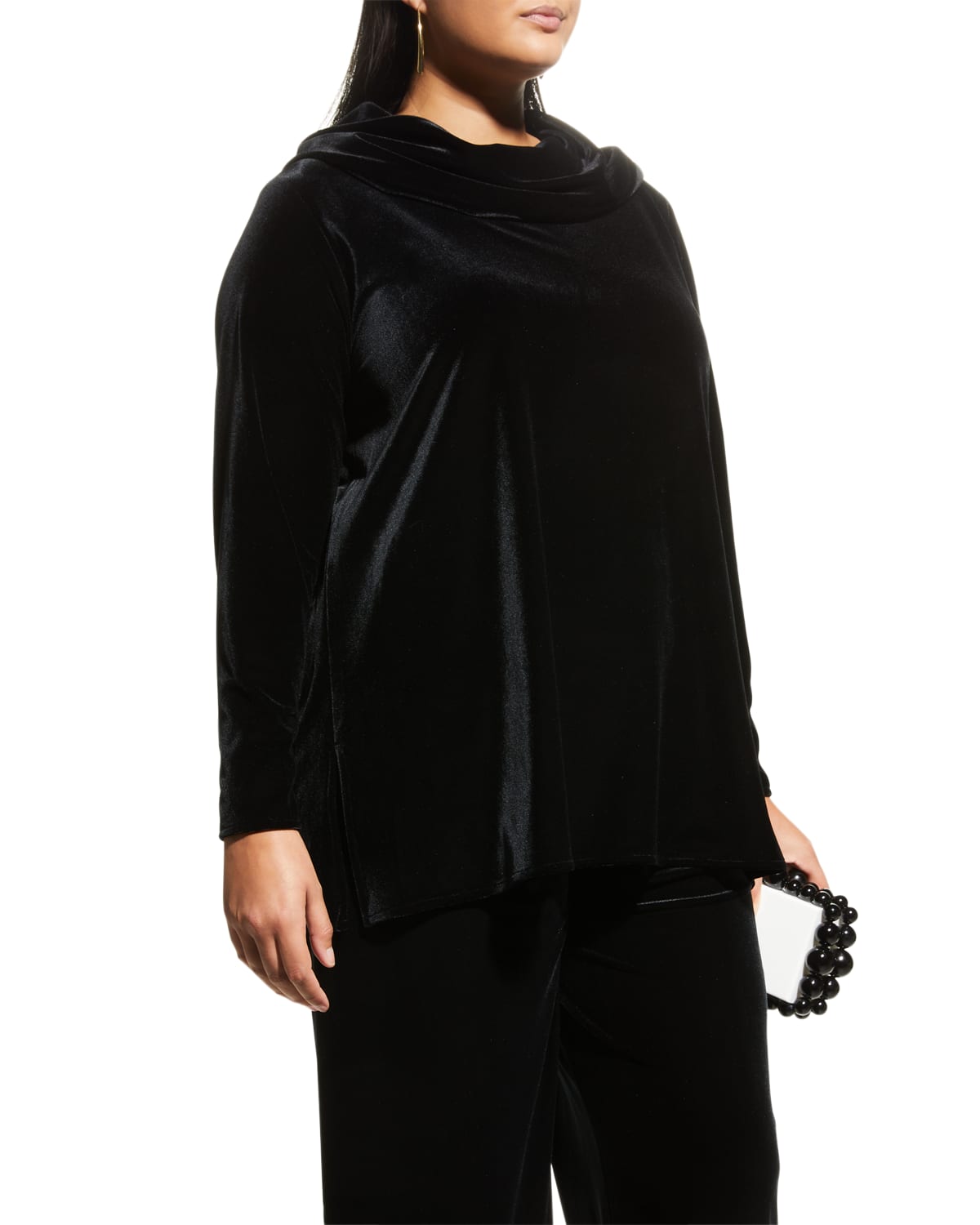 Caroline Rose Plus Size Liquid Silver Swing Tunic Top | Neiman Marcus