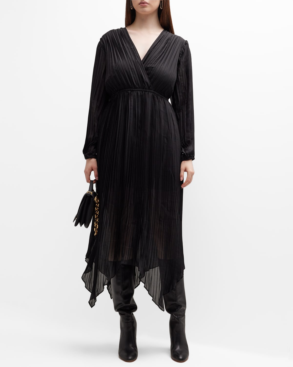 Whitney Morgan Plus Size Pleated Empire Midi Dress | Neiman Marcus